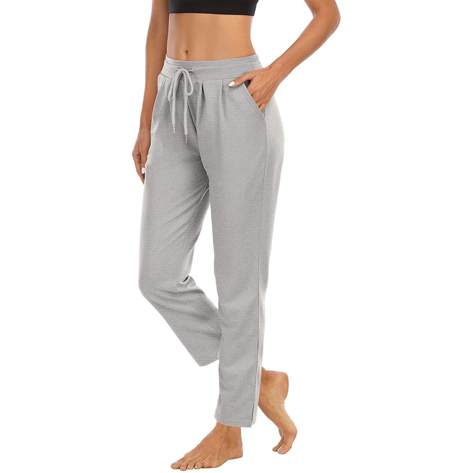 Fanxing Exercise Workout Pants for Women Solid Yoga Pants Elastic Waist ...