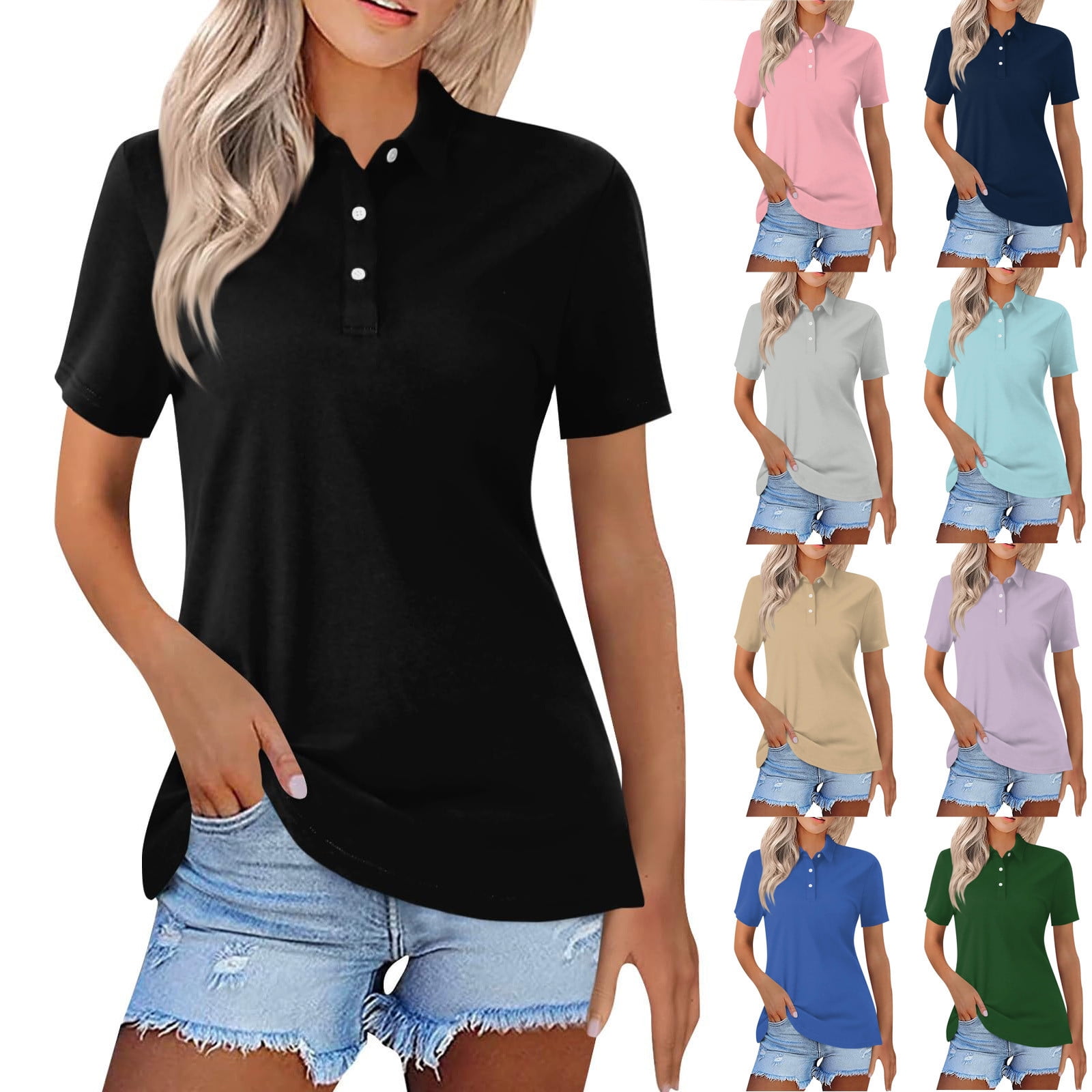 Fanxing Golf Shirts for Women Summer Short Sleeve Tops Casual V ...