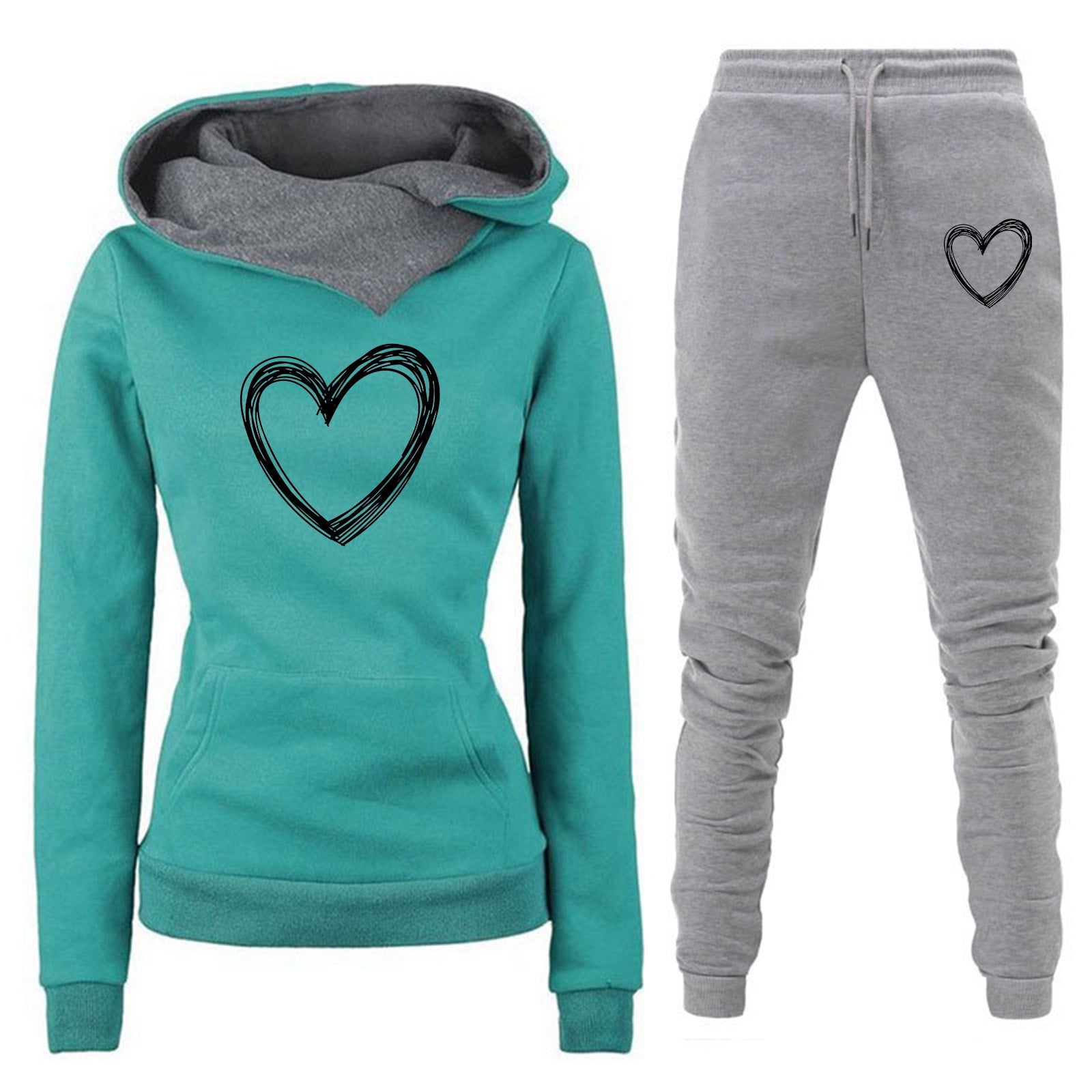 Fanxing Hoodies Sweatshirt Set for Junior Teens Fall Love Heart Hooded ...
