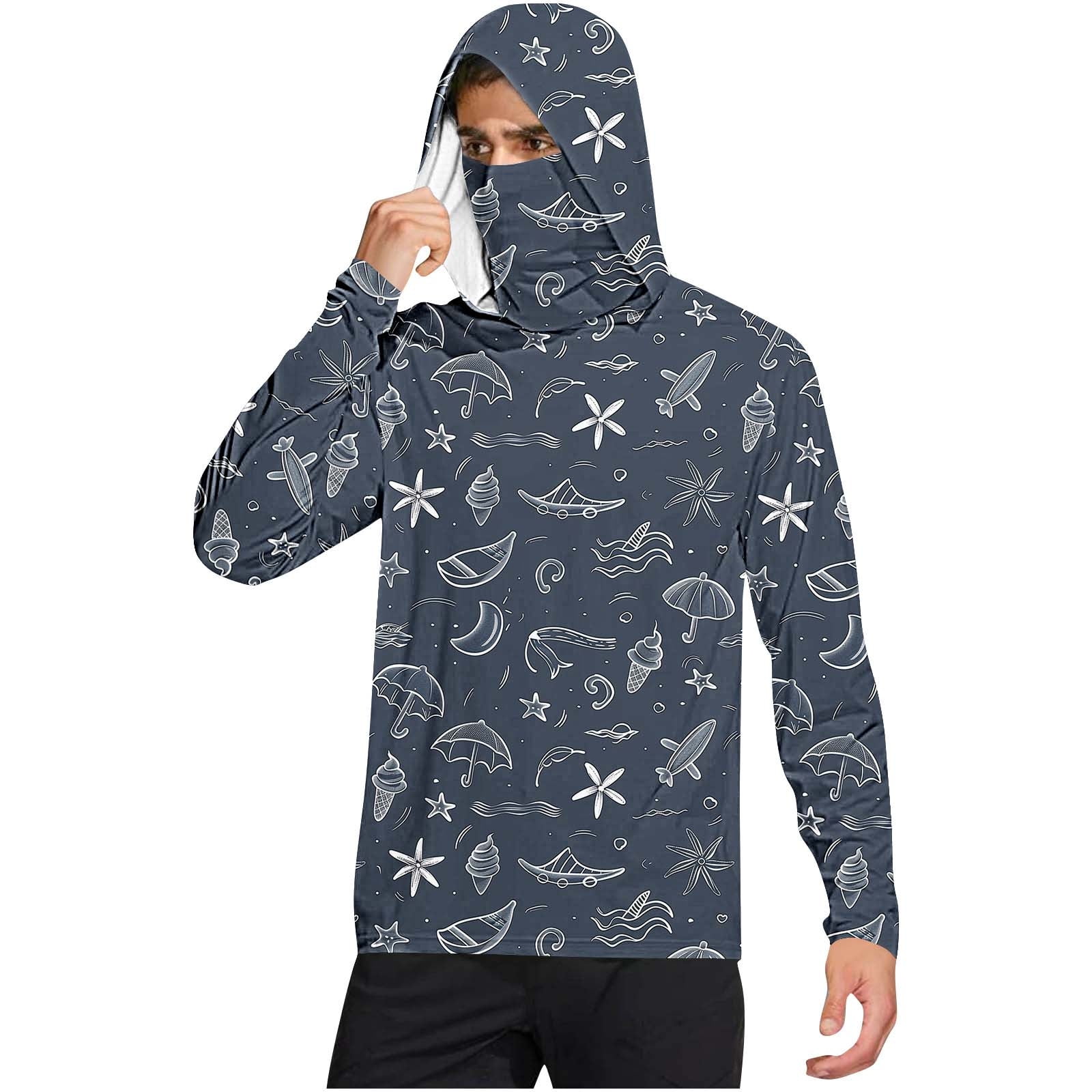 Fanxing Men's Hooded Sun Shirts with Mask Big and Tall Fishing Shirts ...