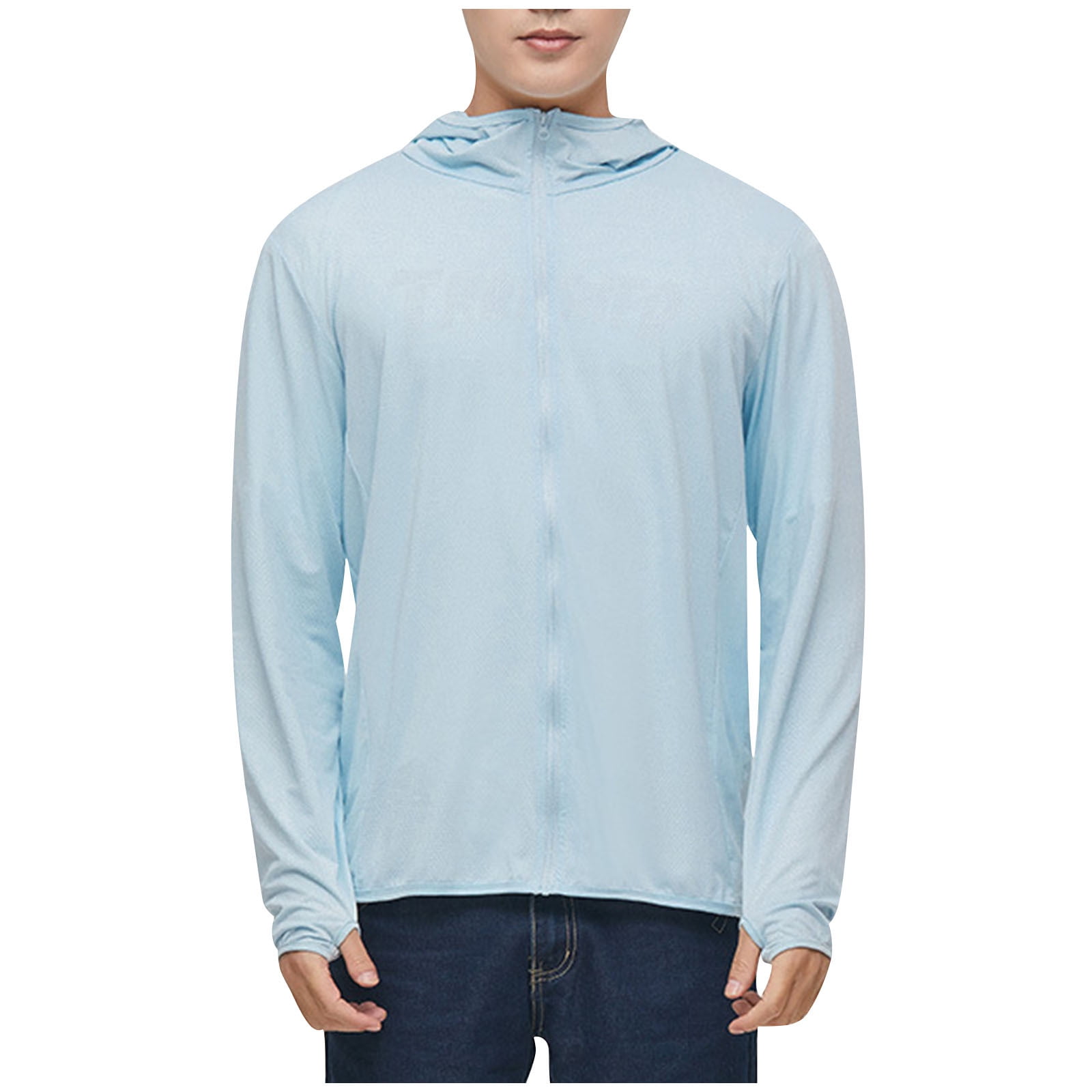 Fanxing Men's Sun Shirts UPF 50+ Rash Guard Full Zip Lightweight Jacket ...