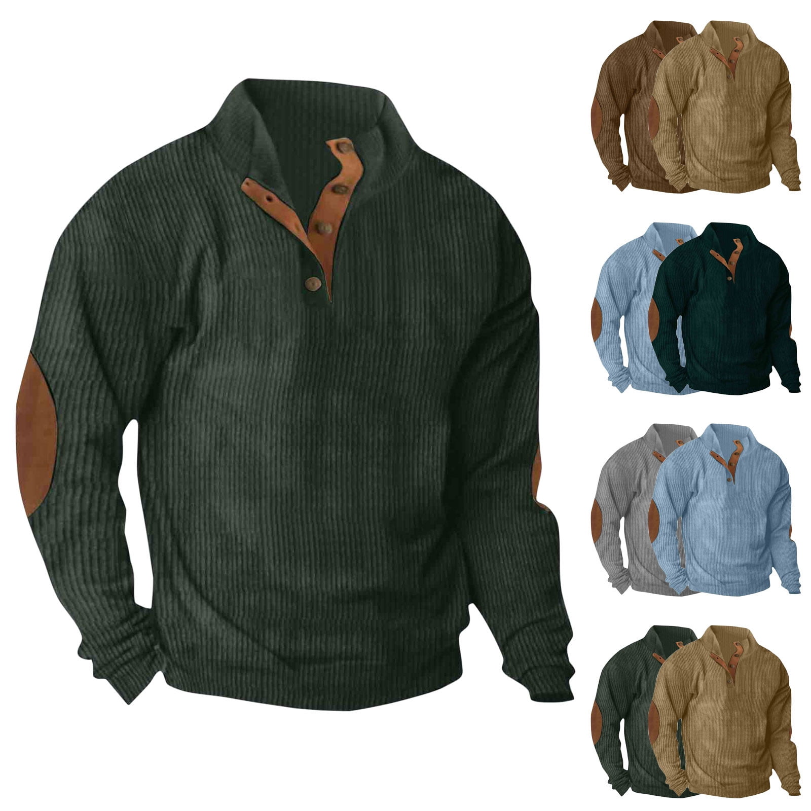 Fanxing Mens Casual Henley Pullover Corduroy Polo Sweatshirt Thermal ...