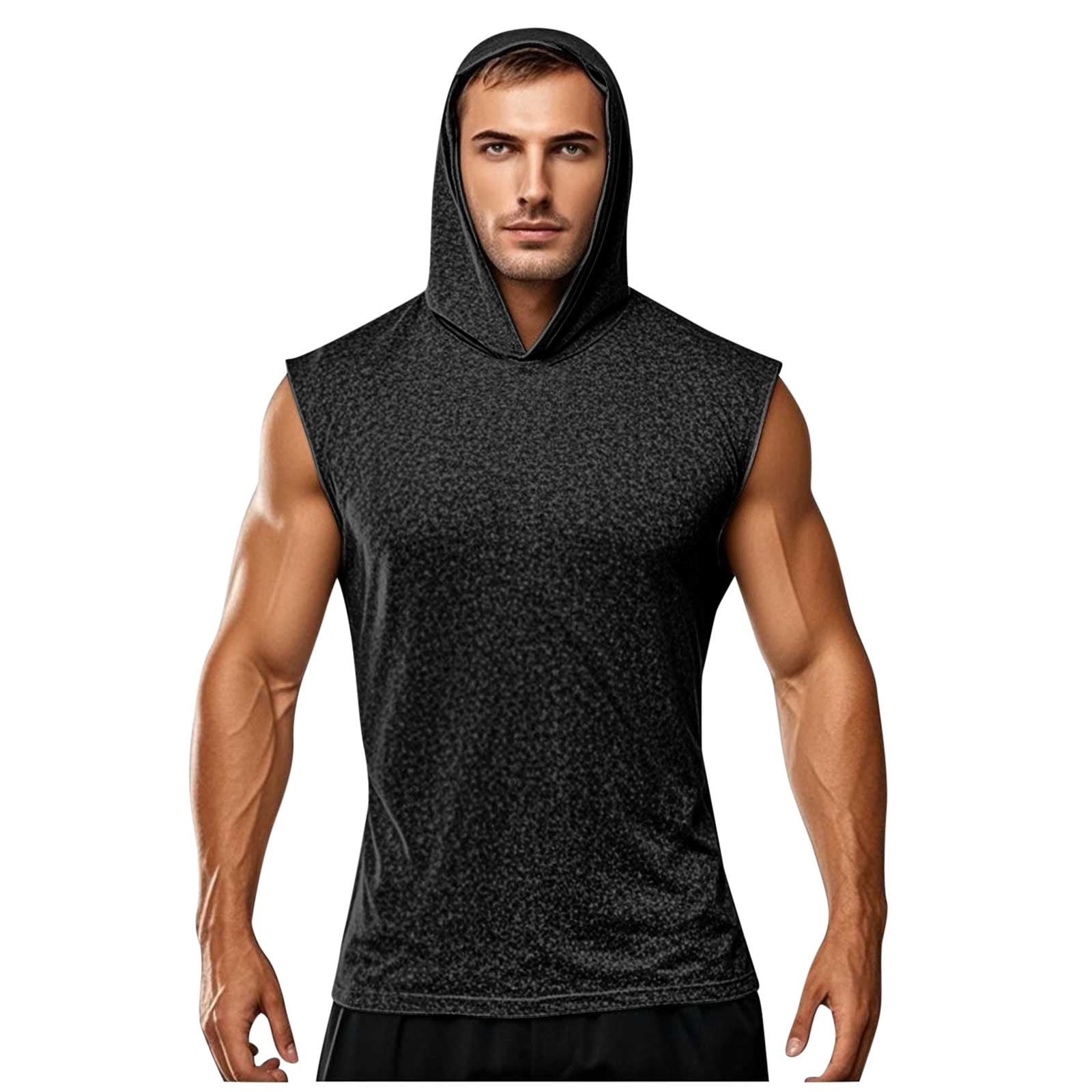 Fanxing Mens Hooded Tank Tops Fitness Workout Bodybuilding Muscle Cut Off T Shirt Sleeveless Gym ...