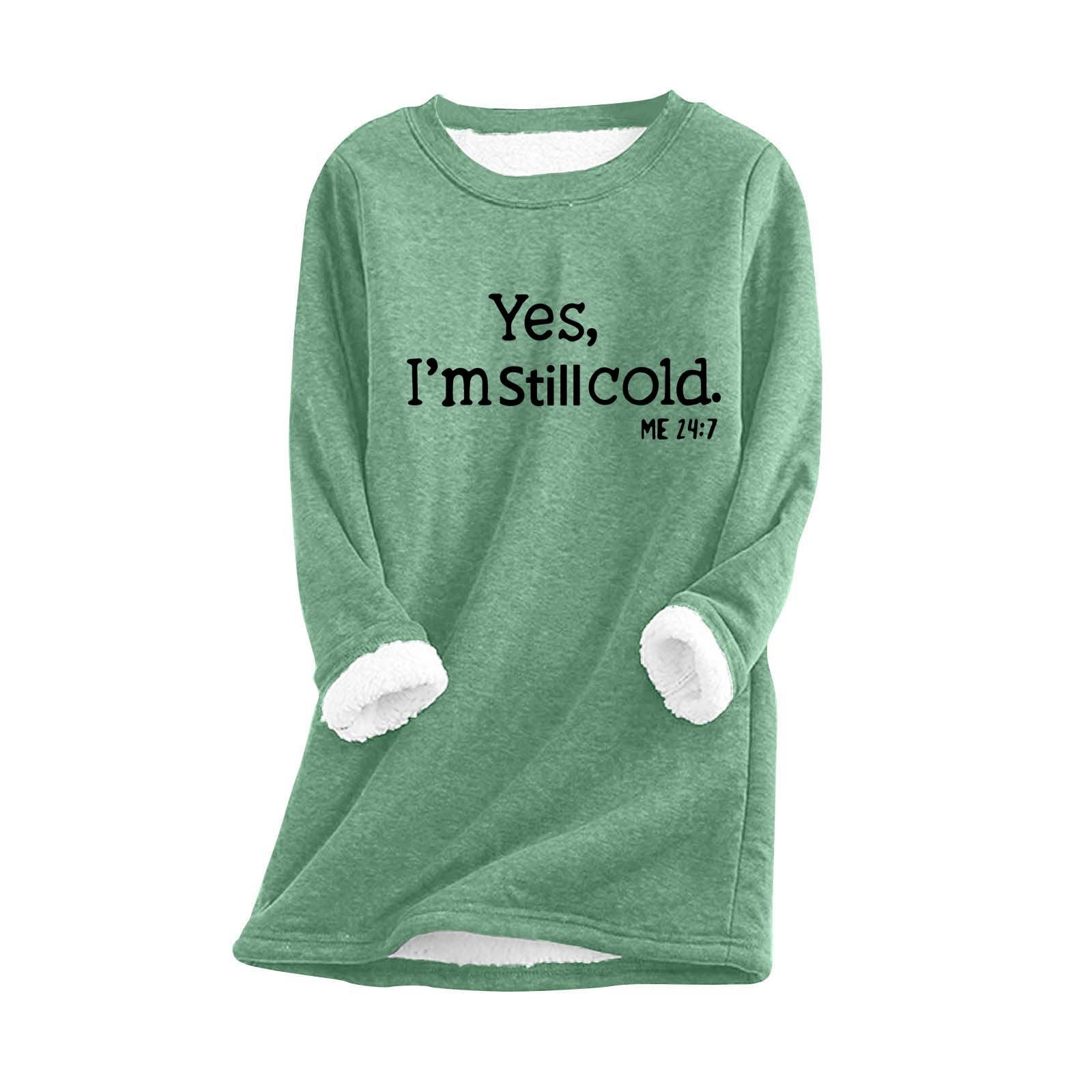 Fanxing New Year's Day Deals Women Round Neck Fleece Pullover Tops Yes ...