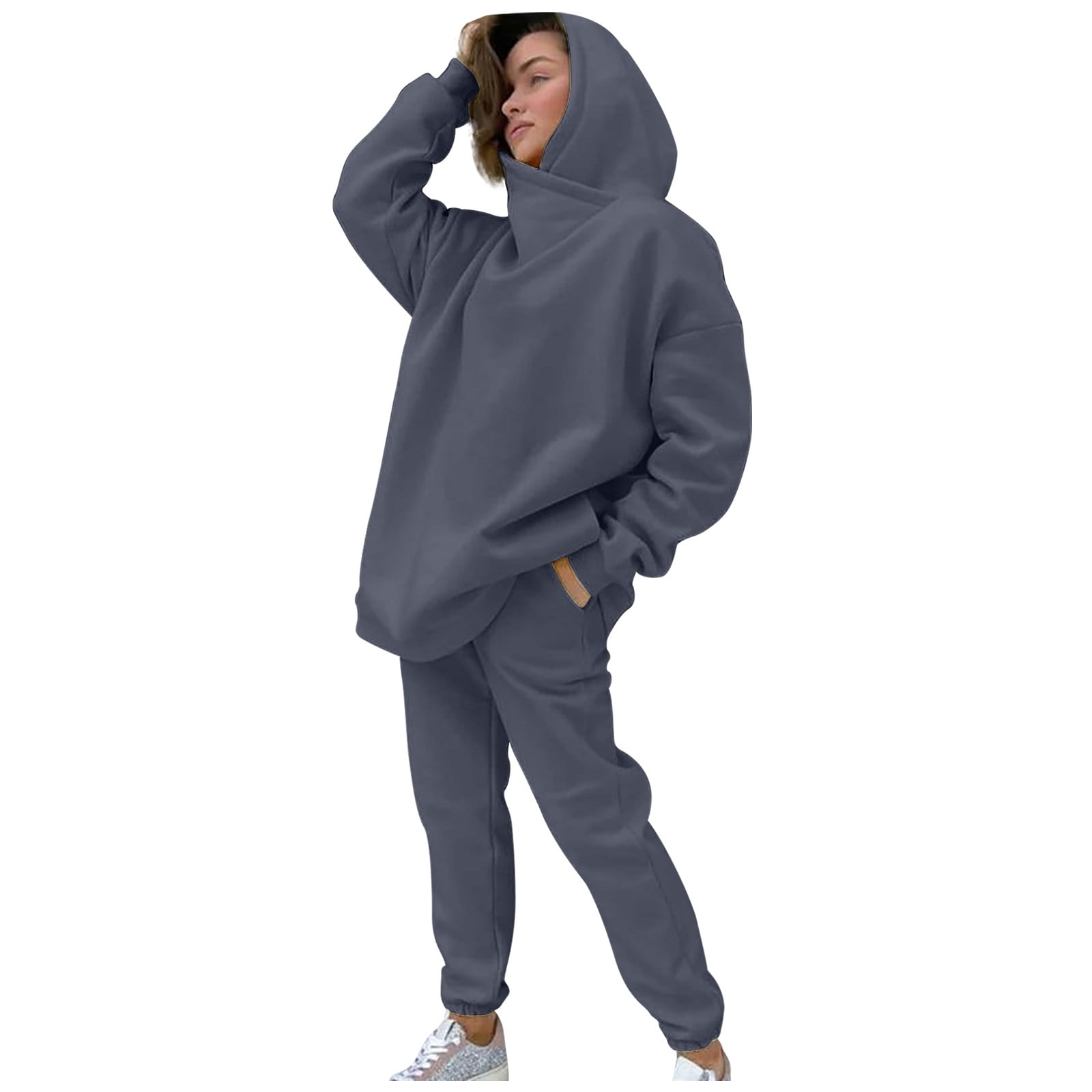 Fanxing Oversize Hoodies Sweatsuits for Women Sport Fleece Sweatshirts ...