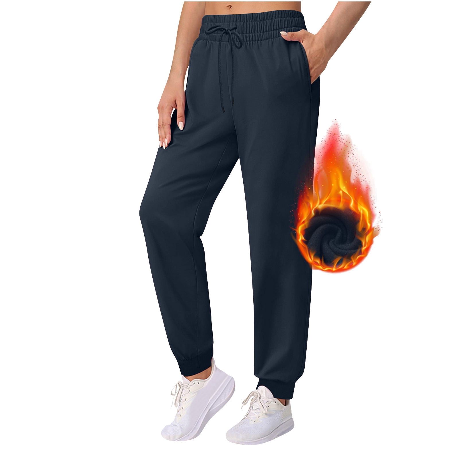 Fanxing Plus Size Fleece Lined Sweatpants for Women Winter Warm ...