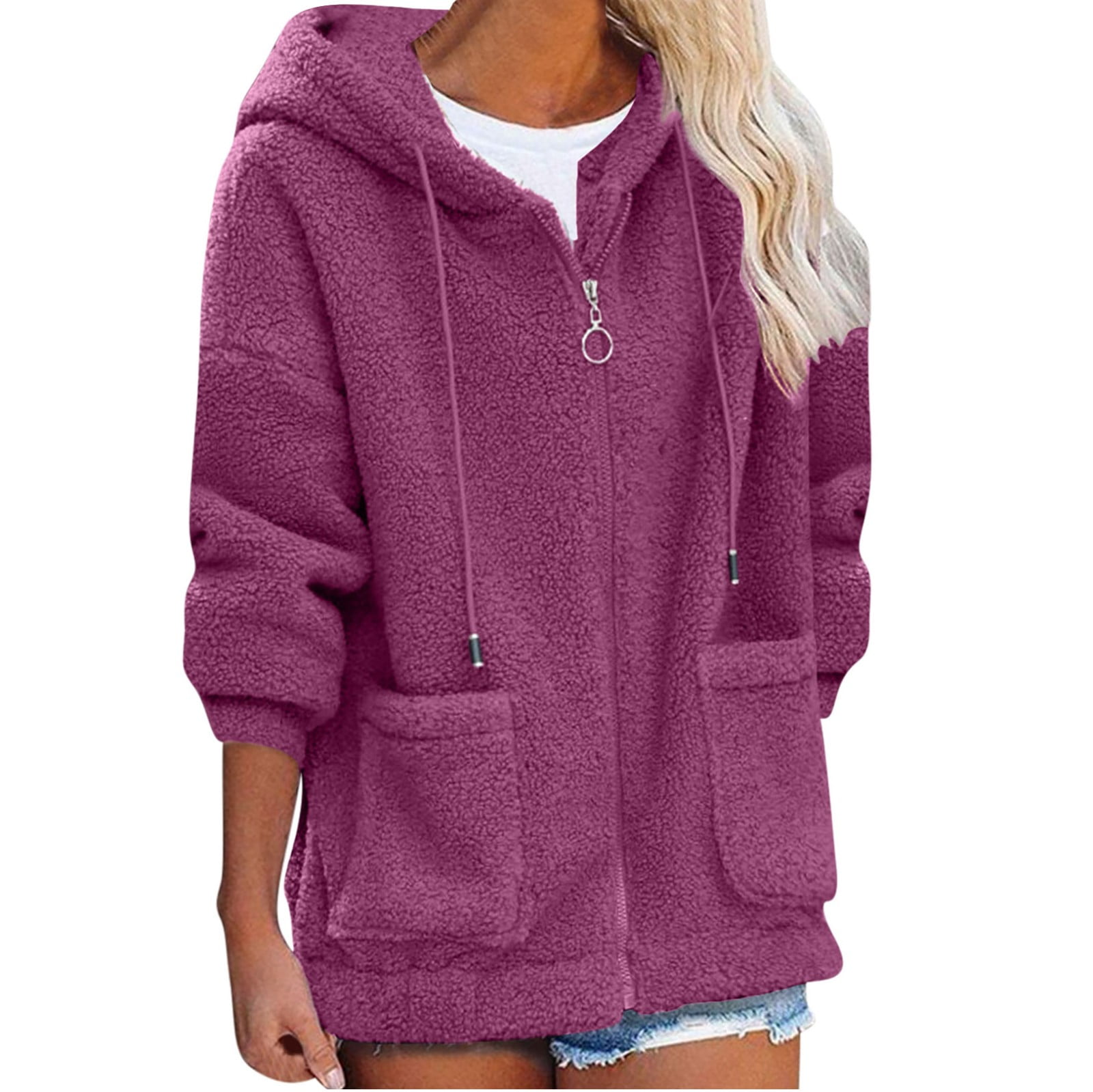 Fanxing Sherpa Fleece Hoodies for Women Plus Size Full Zip Up ...