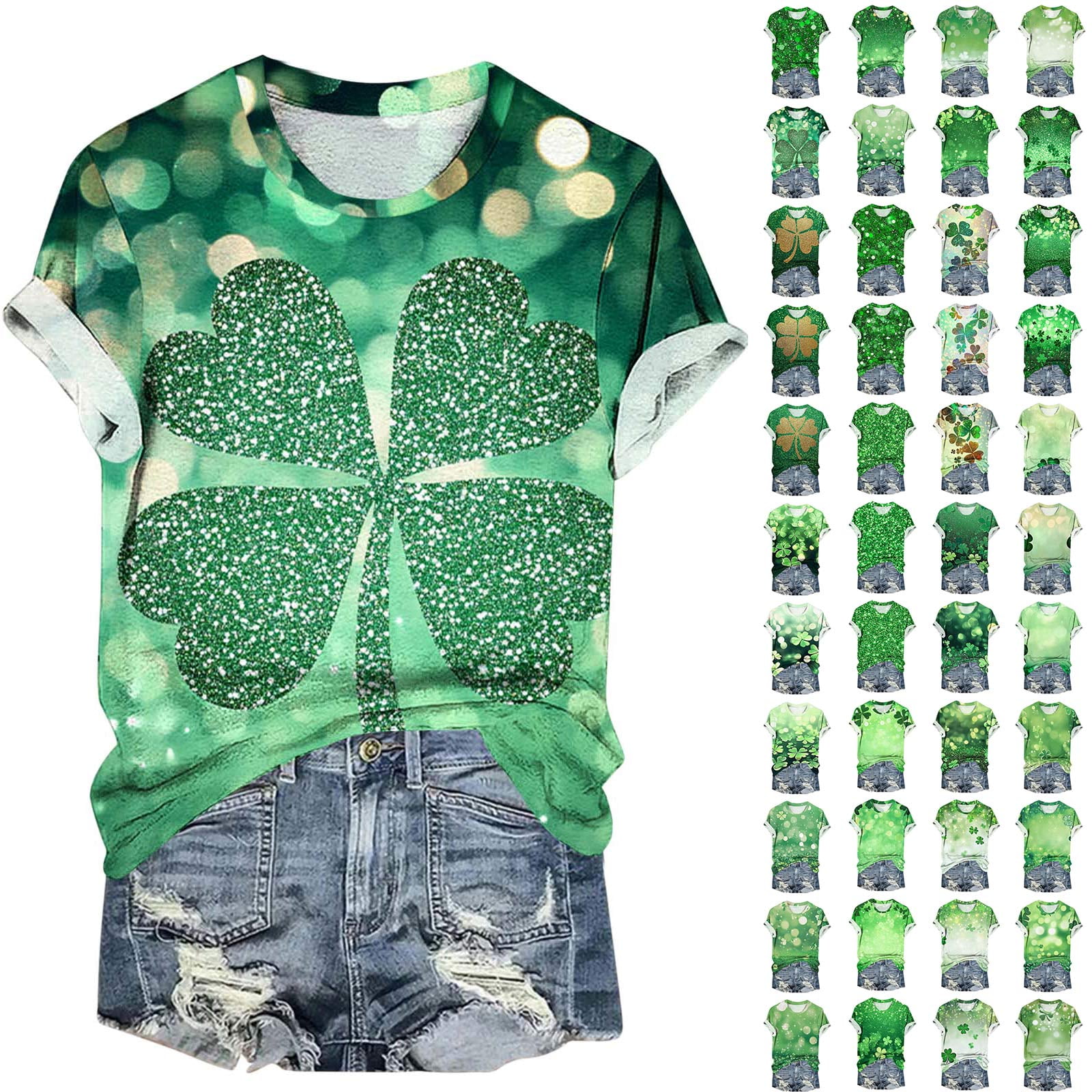 Fanxing Short Sleeve St Patricks Day Shirt Women Shamrock T-Shirts ...