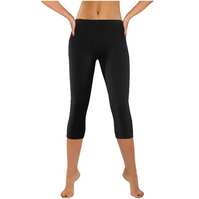 Fanxing Stretch Capris for Women Tummy Control Butt Lifting Yoga Pants with Side Pocket Ladies ...