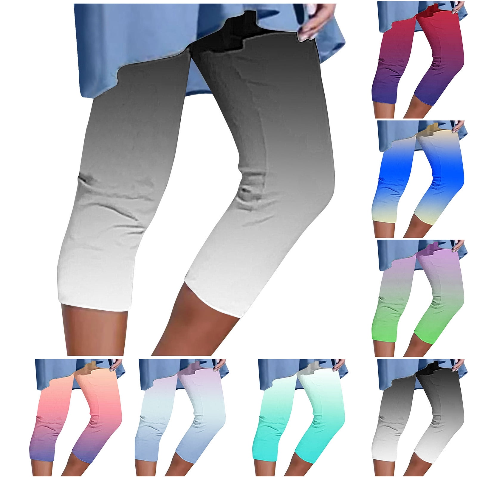 Fanxing Women Capri Leggings Plus Size Dressy Casual Tie Dye Yoga Pants ...