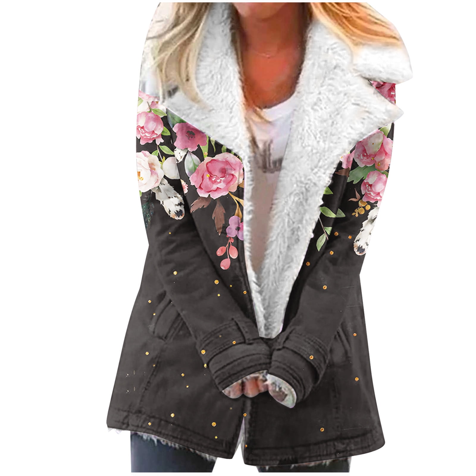 Fanxing Winter Coat for Teen Girls Faux Fur Sherpa Lined Oversized ...