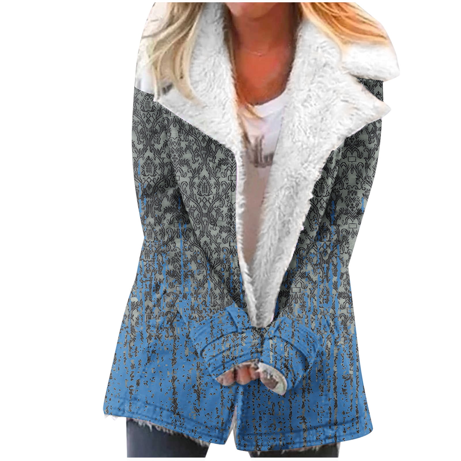 Fanxing Winter Coat for Teen Girls Faux Fur Sherpa Lined Oversized ...