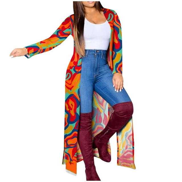 Fanxing Women Floor Length Open Front Drape Cardigan Lightweight Long ...