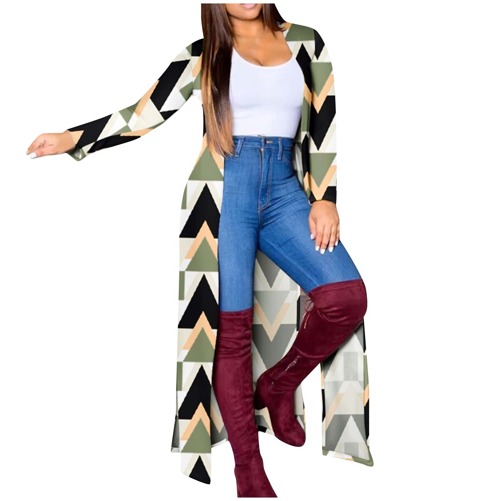 Fanxing Women Long Cardigan Coat Women's Open Front Maxi Long Knitted ...