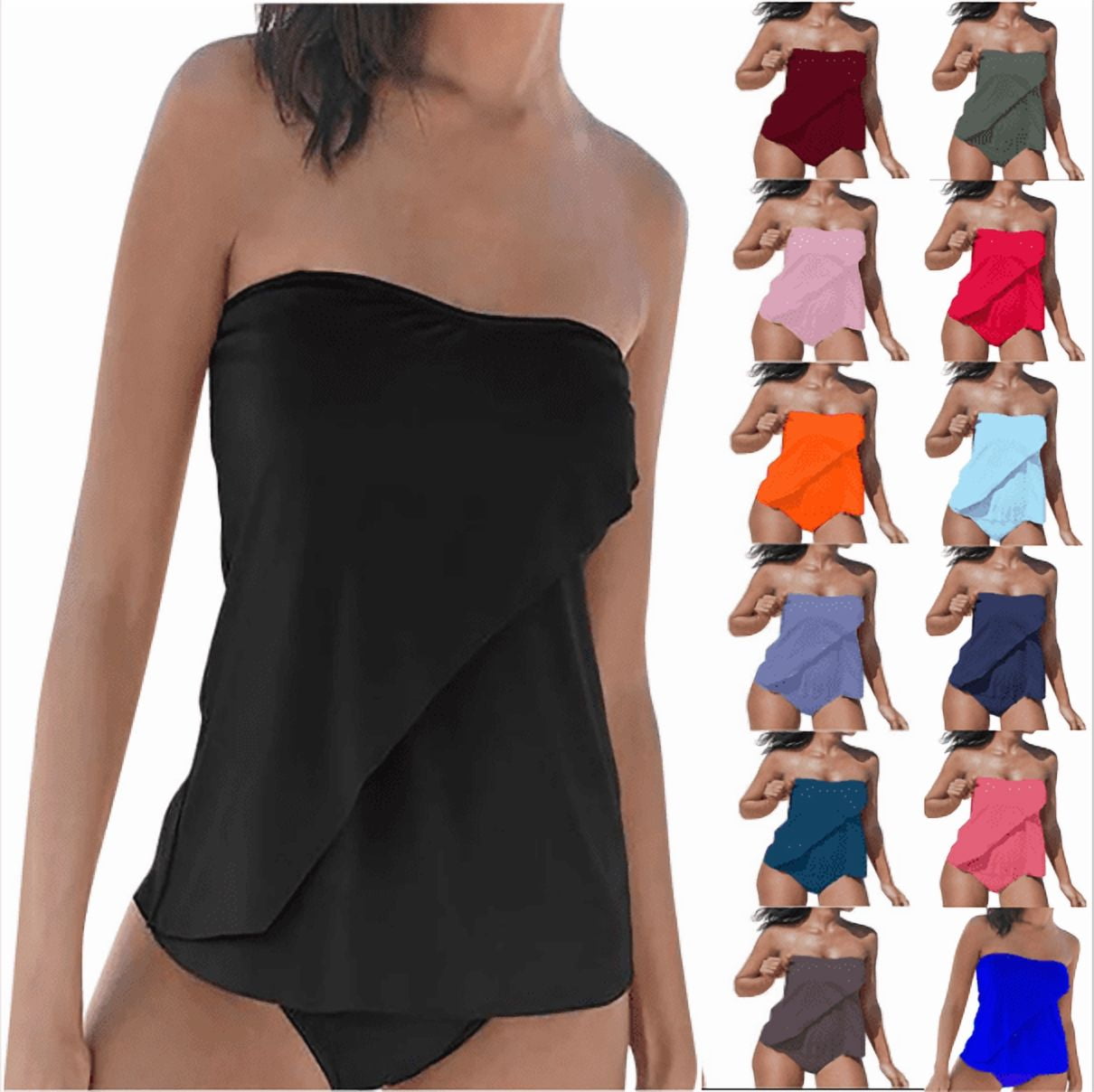 Fanxing Women Tankini Two Pieces Swimsuit Plus Size Tankinis Sets Push ...