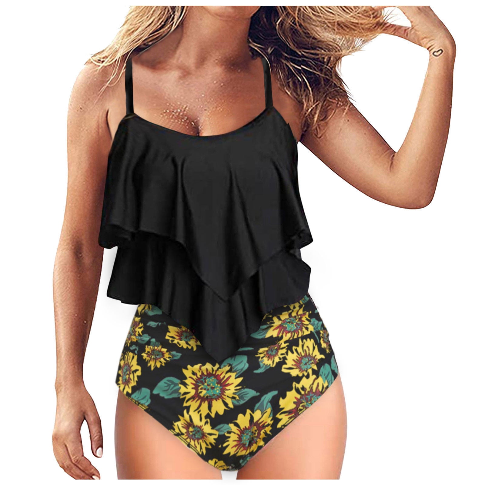 Fanxing Women Two Piece High Waisted Bikini Set Swimsuit Tummy Control ...