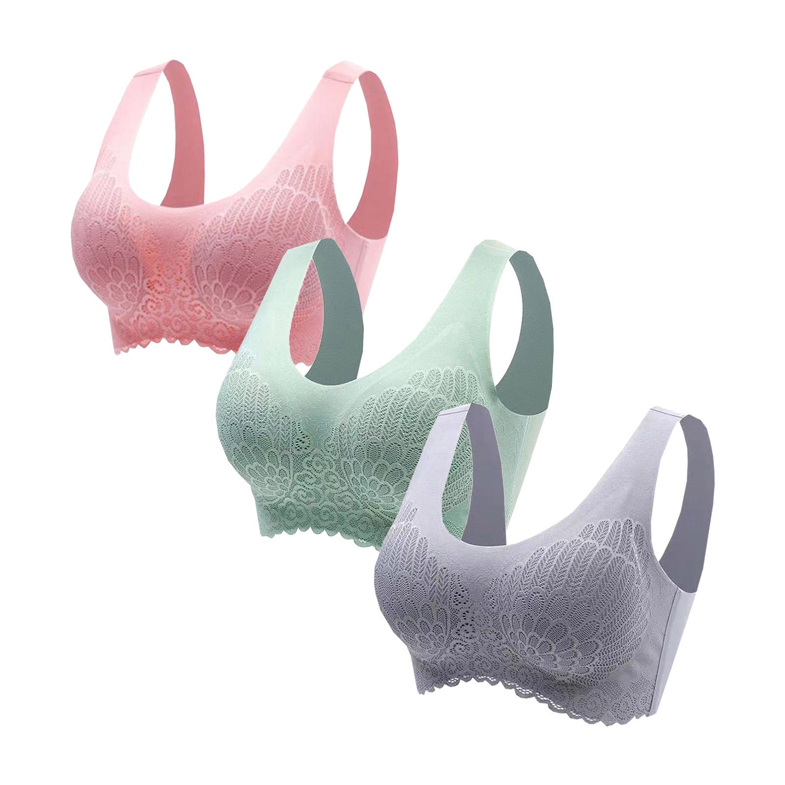 Fanxing Women's 3 Pack Seamless Comfortable Sports Bra Plus Size ...