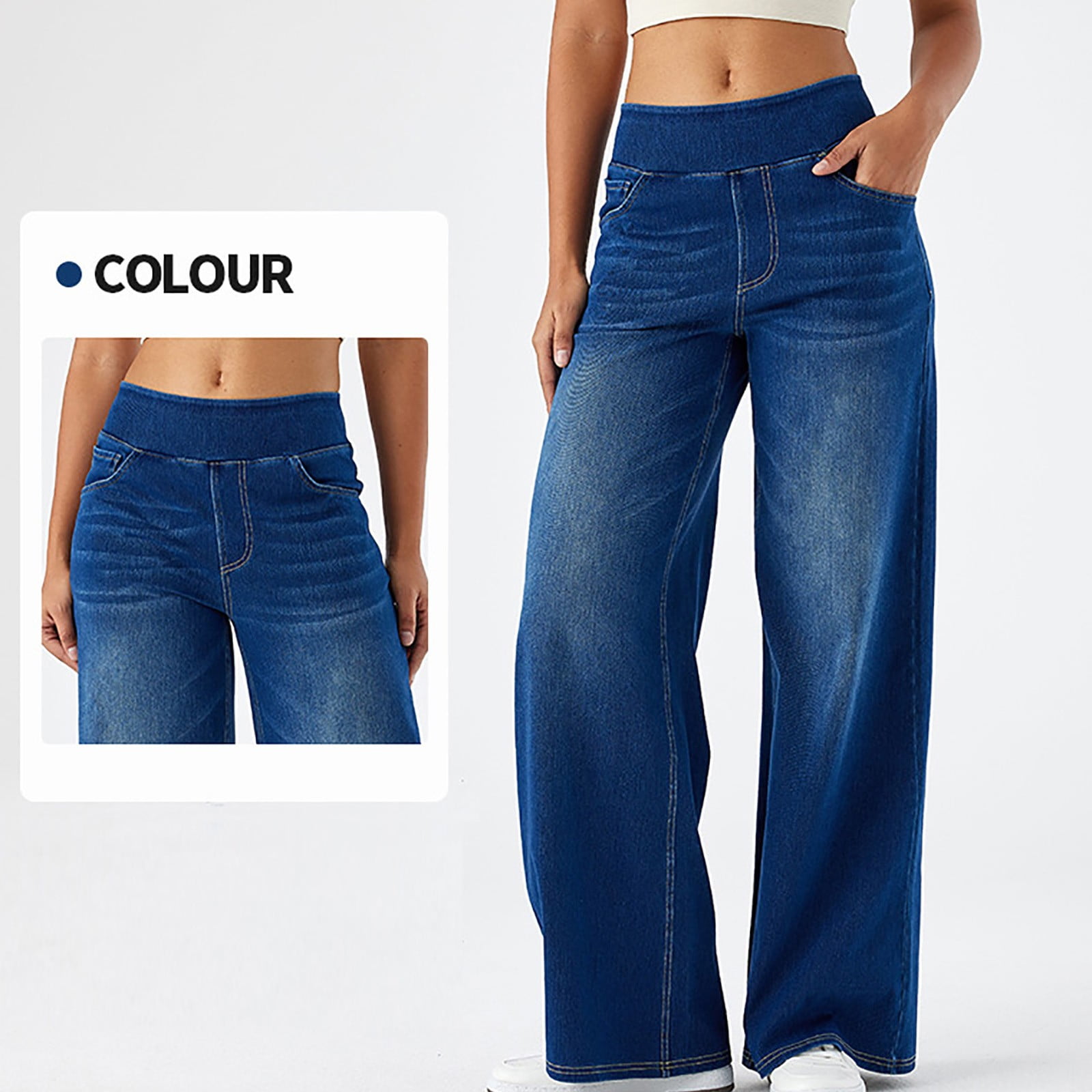 Fanxing Women's Fashion Jeans High Waisted Wide Leg Jeans Summer Casual ...