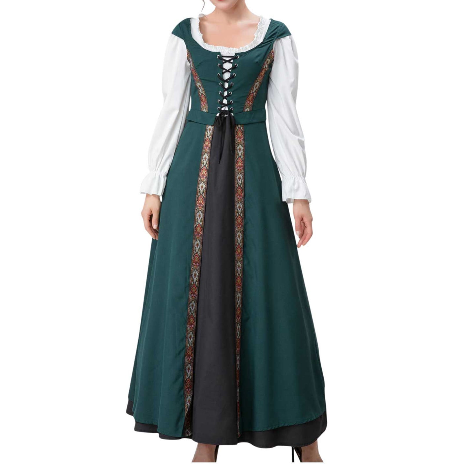 Fanxing Women's Renaissance Costume Plus Size Medieval Long Dress ...