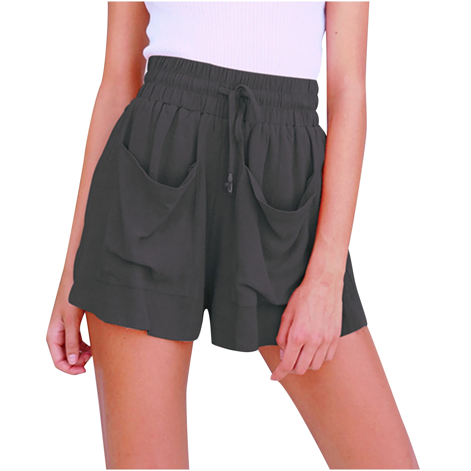 Fanxing Womens Casual Comfy Shorts with Pockets Ladies High Waist ...