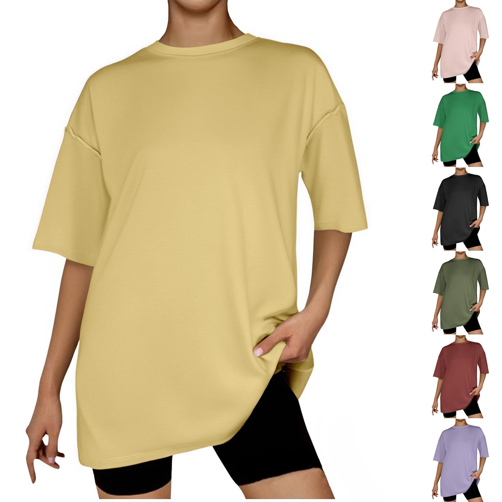 Fanxing Womens Oversized T Shirts Loose Fit Crewneck Short Sleeve Tops ...