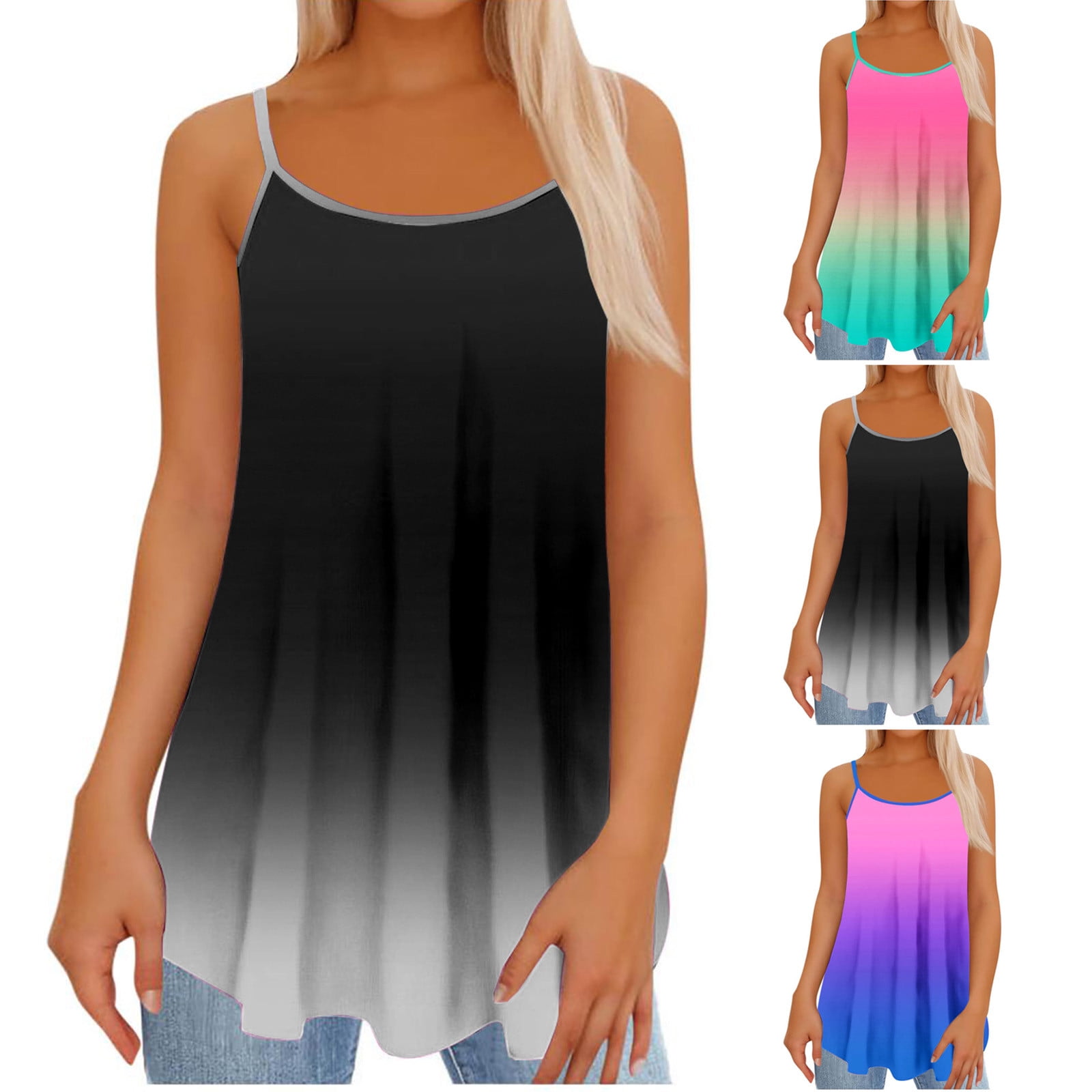Fanxing Womens Plus Size Tank Top Under $8 Trendy Tie Dye Graphic Tees ...