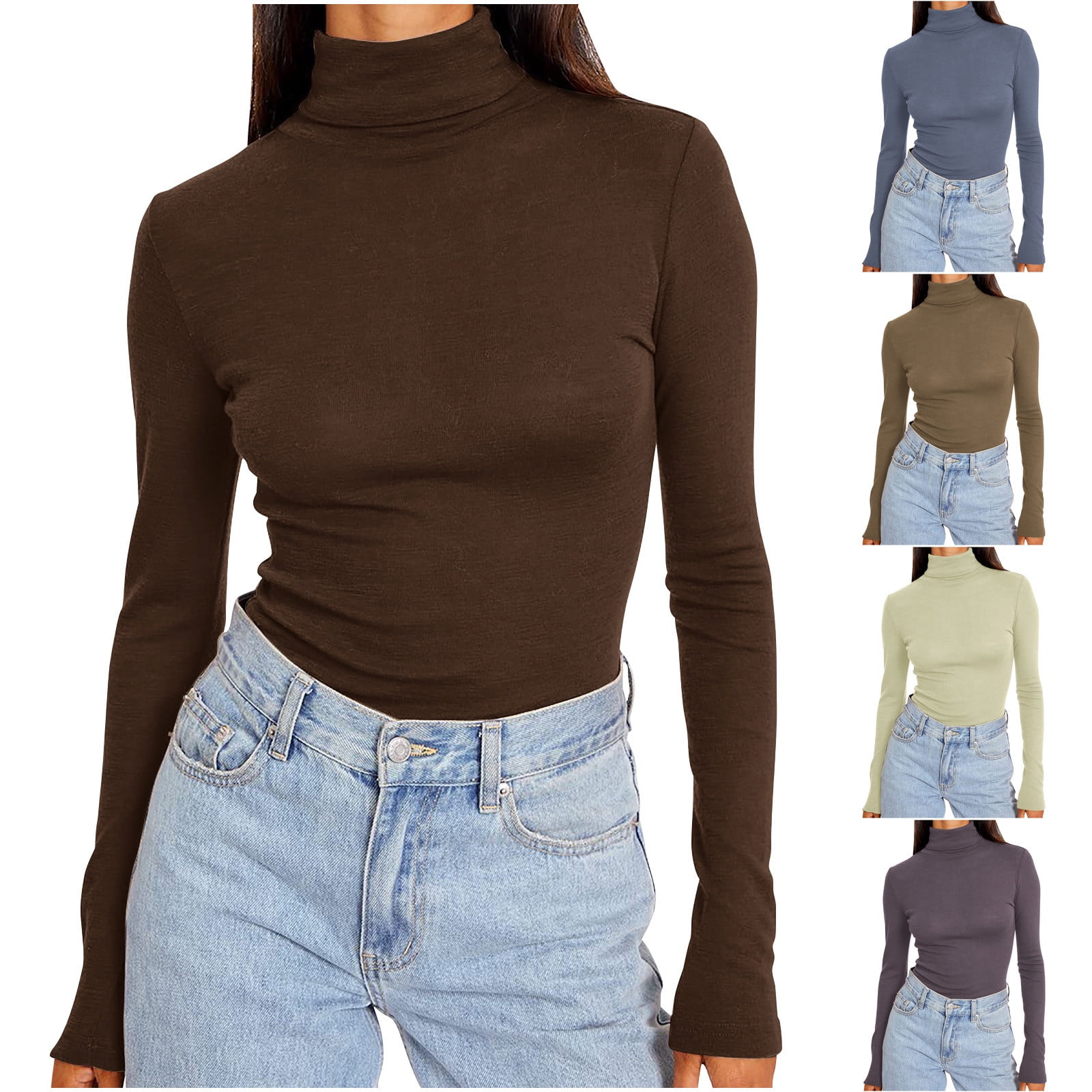 Fanxing Womens Plus Size Turtleneck Shirts Thermal Tees Shirts For