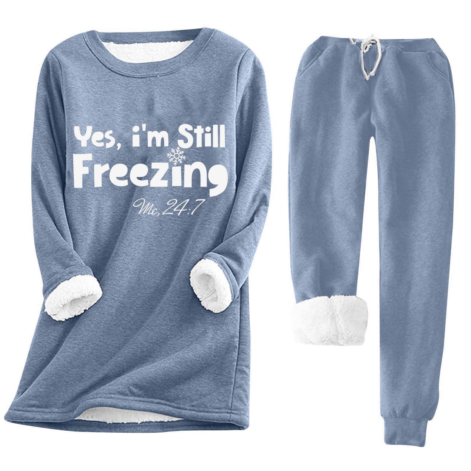 Fanxing Yes I'm Still Freezing Sherpa Pajamas Sets for Women Winter ...