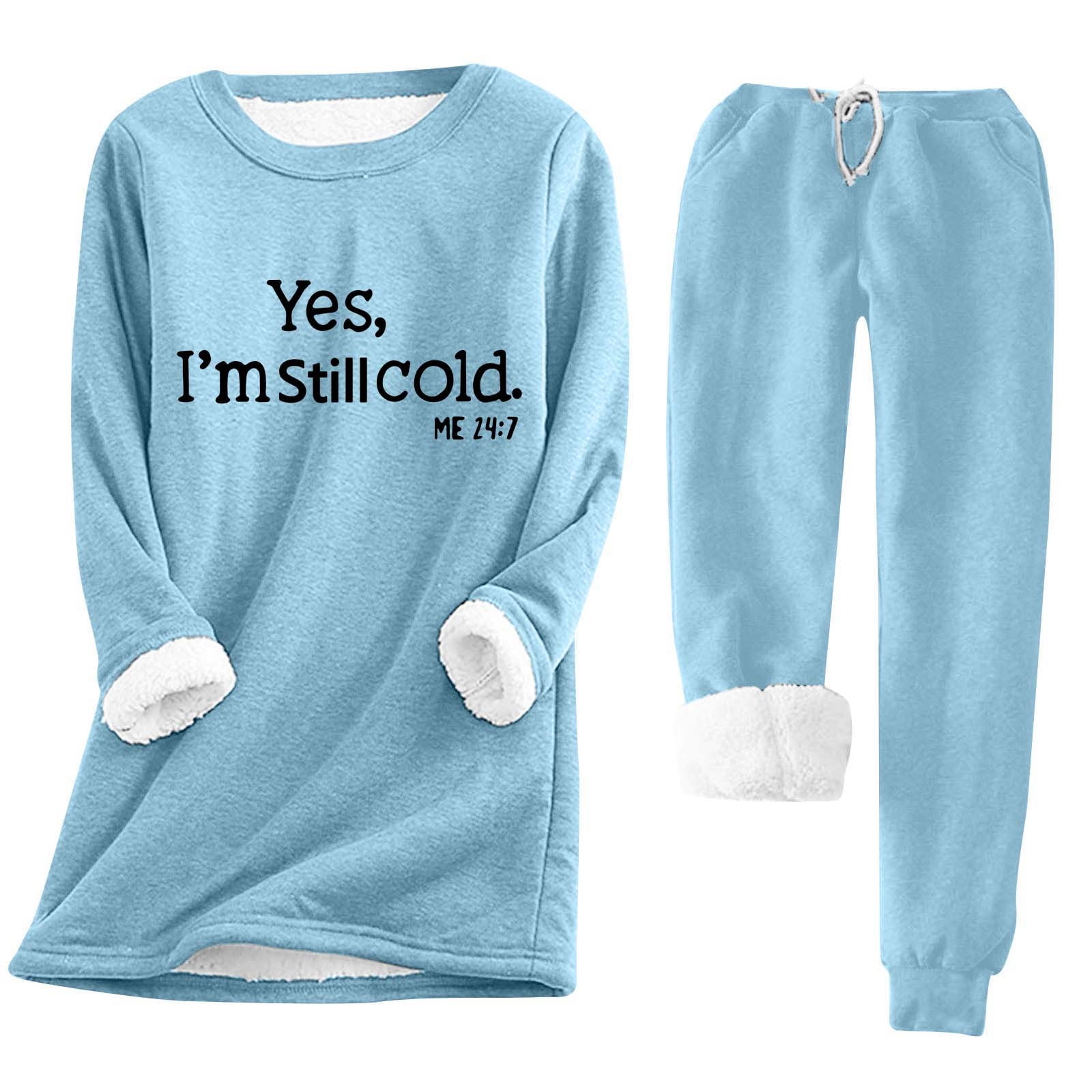 Fanxing Yes, I'm Still Cold Cozy Outfit for Women Cozy Sherpa Lined ...