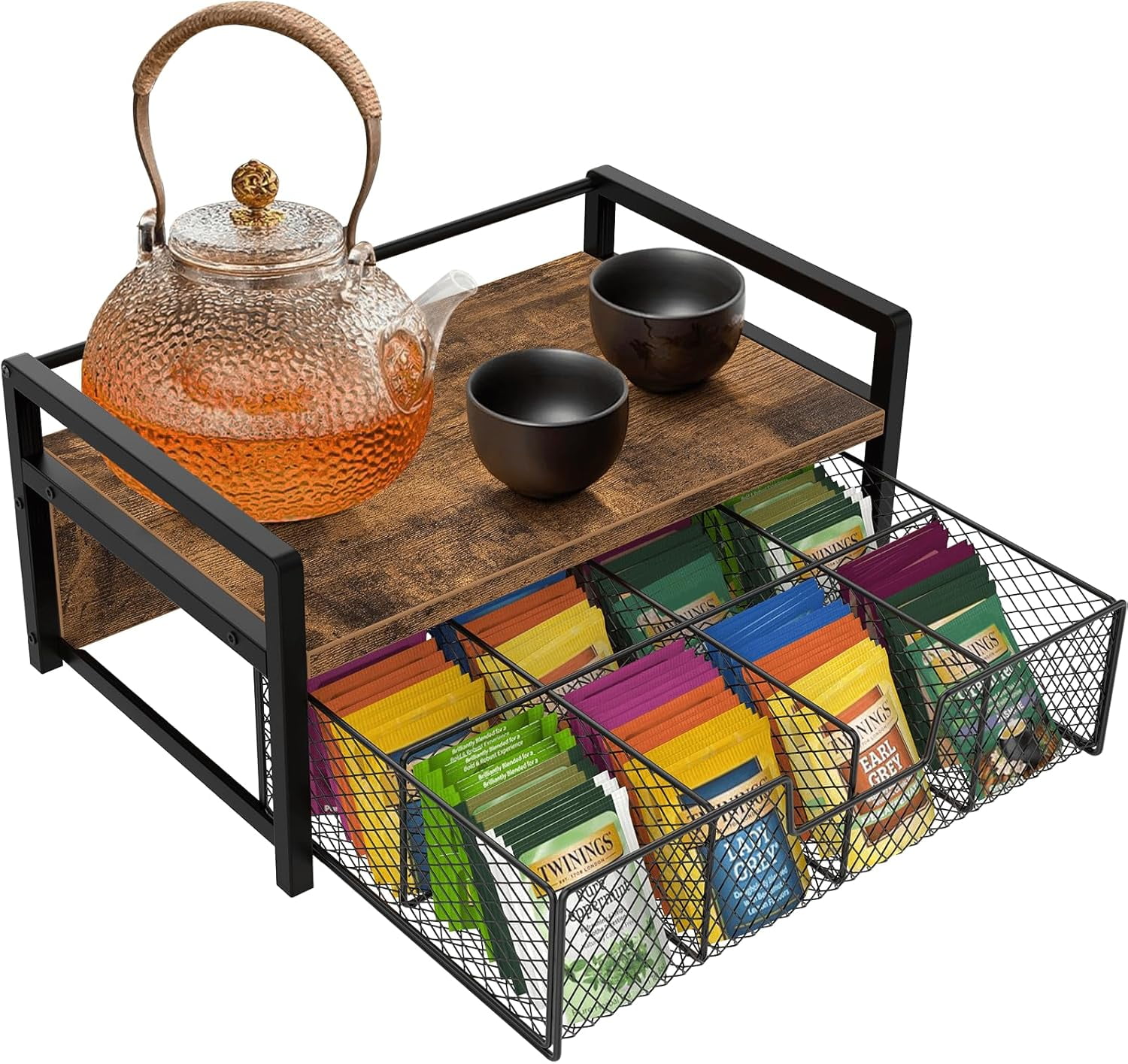 Fanxingchen Tea Bag Organizer, Wood Tea Organizers and Storage Chest ...