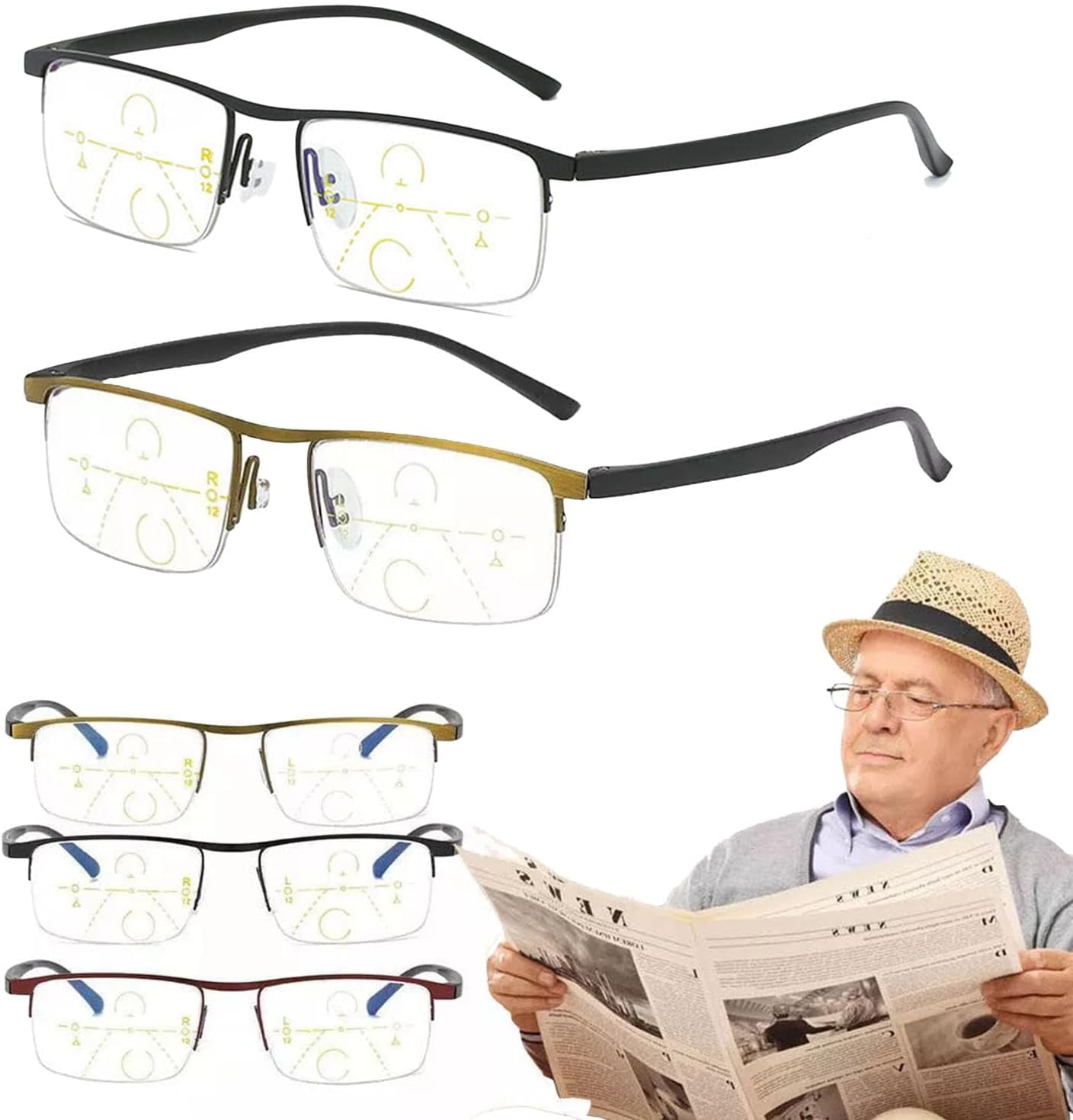 Fanyil Intellireaders, Sherum Intellireaders for Men/Women, Intelligent Zoom Anti-Blue Light ...