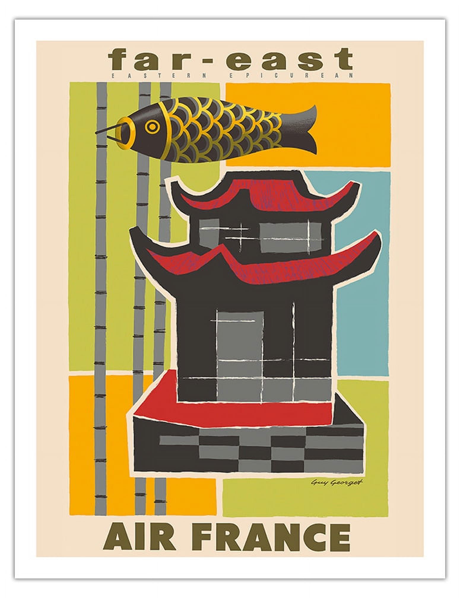 Far-East - Eastern Epicurean - France - Vintage Airline Travel Poster by Guy Georget c.1956 ...