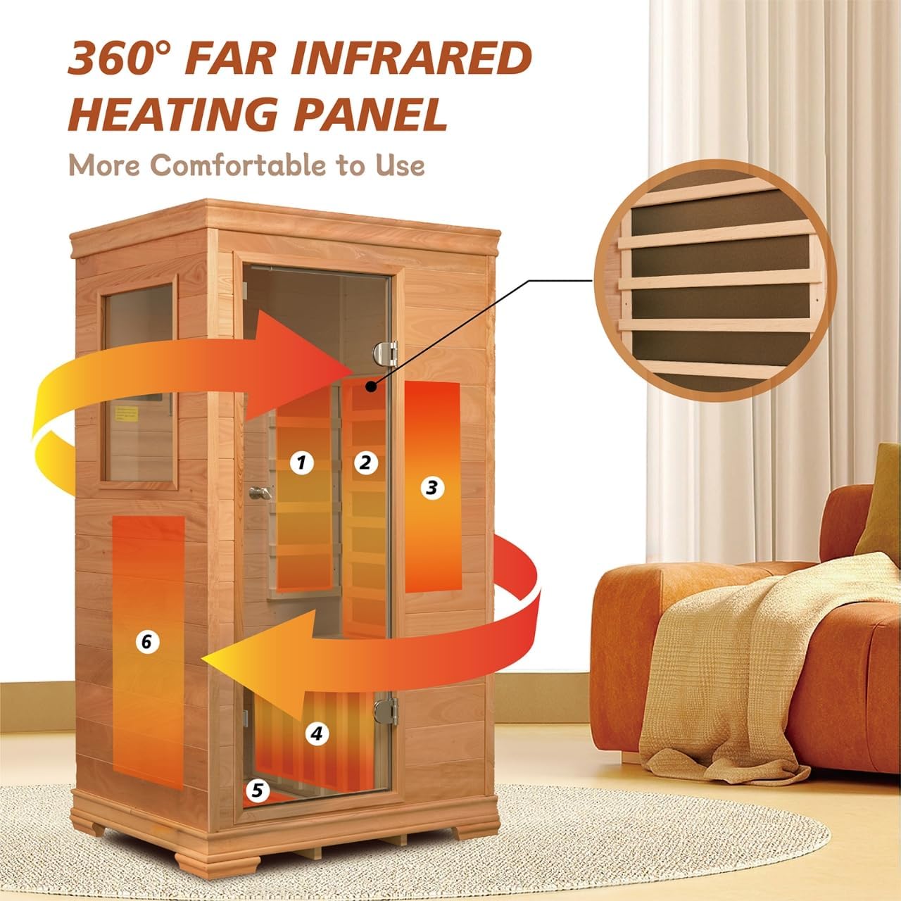 Far Infrared Home Wood Sauna Room for 1 Person, Indoor Sauna, Low EMF ...