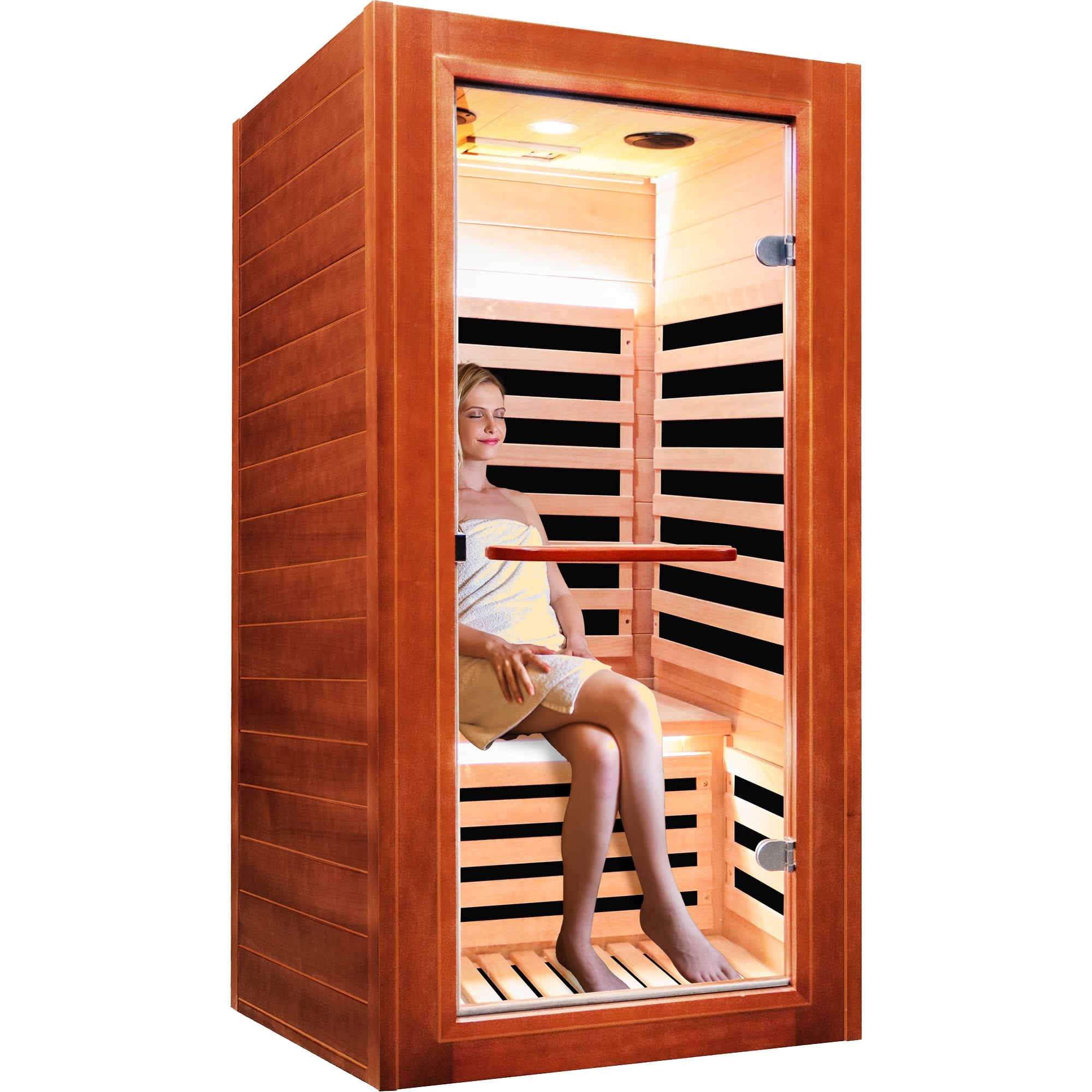 OUTEXER Far Infrared Sauna for Home Dry Sauna for Home Wood Sauna Room 1 Person Infrared Sauna ...