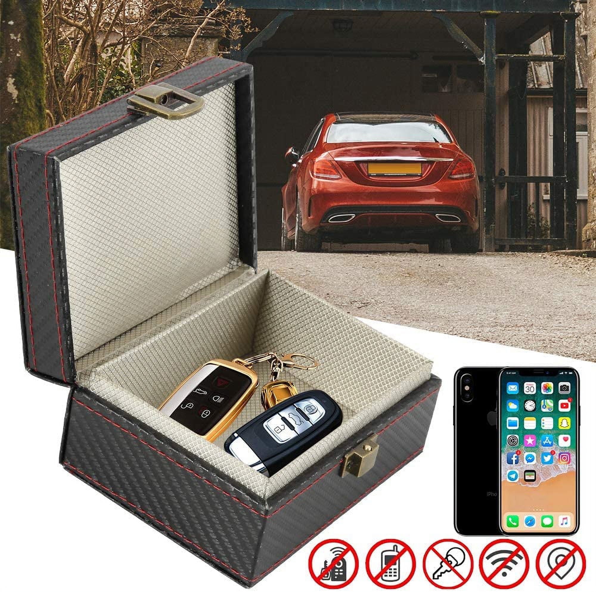Faraday Box,Car Key Fob Protector,Leather Signal Blocker Box Carbon ...