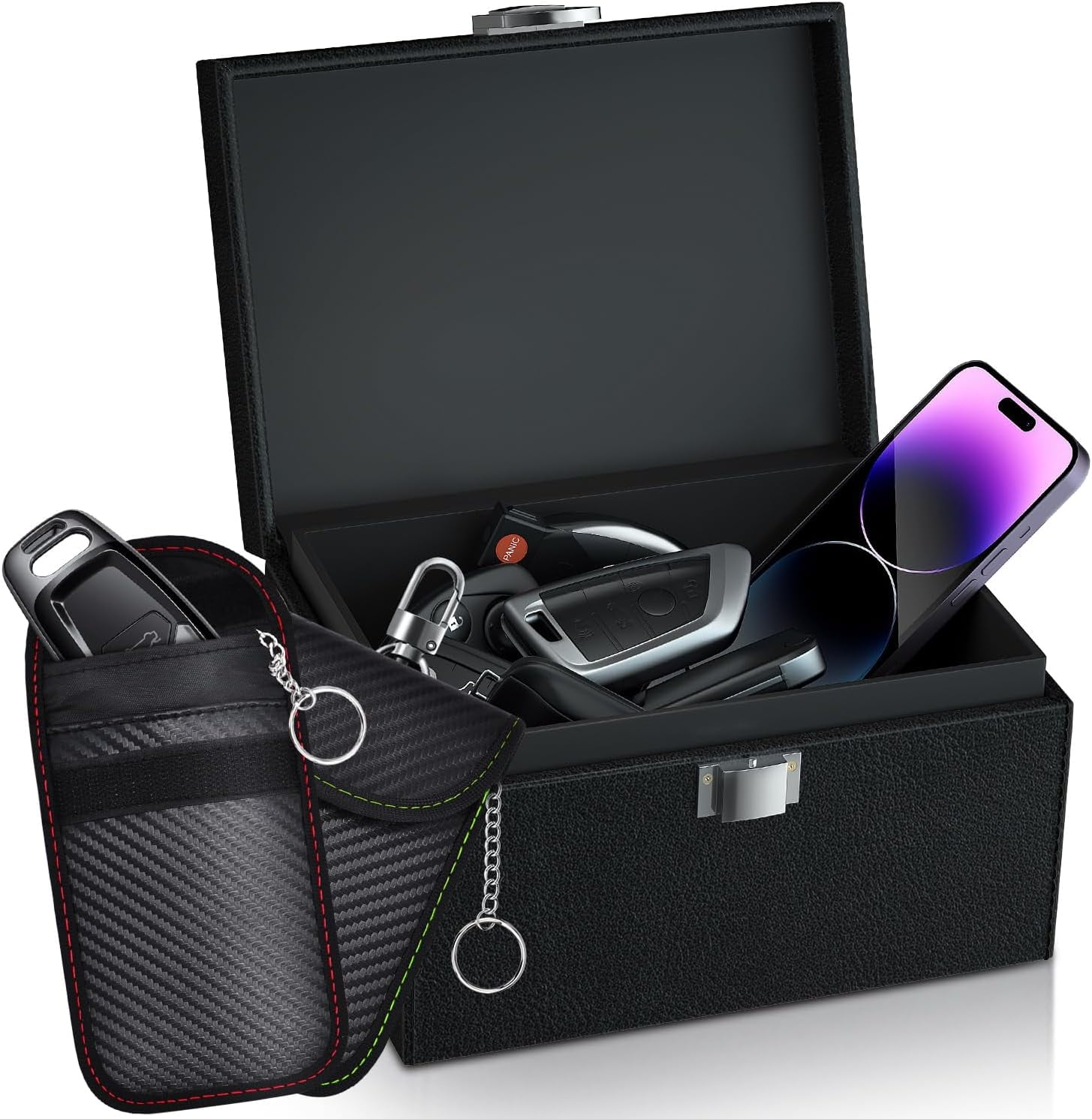 Faraday Box Key Fob Protector, Faraday Box with 2 Pack Faraday Bags ...