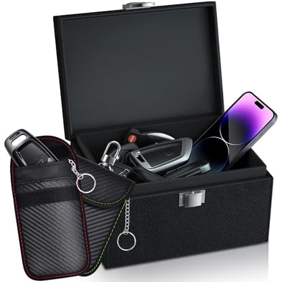Faraday Box Key Fob Protector, Faraday Box with 2 Pack Faraday Bags ...