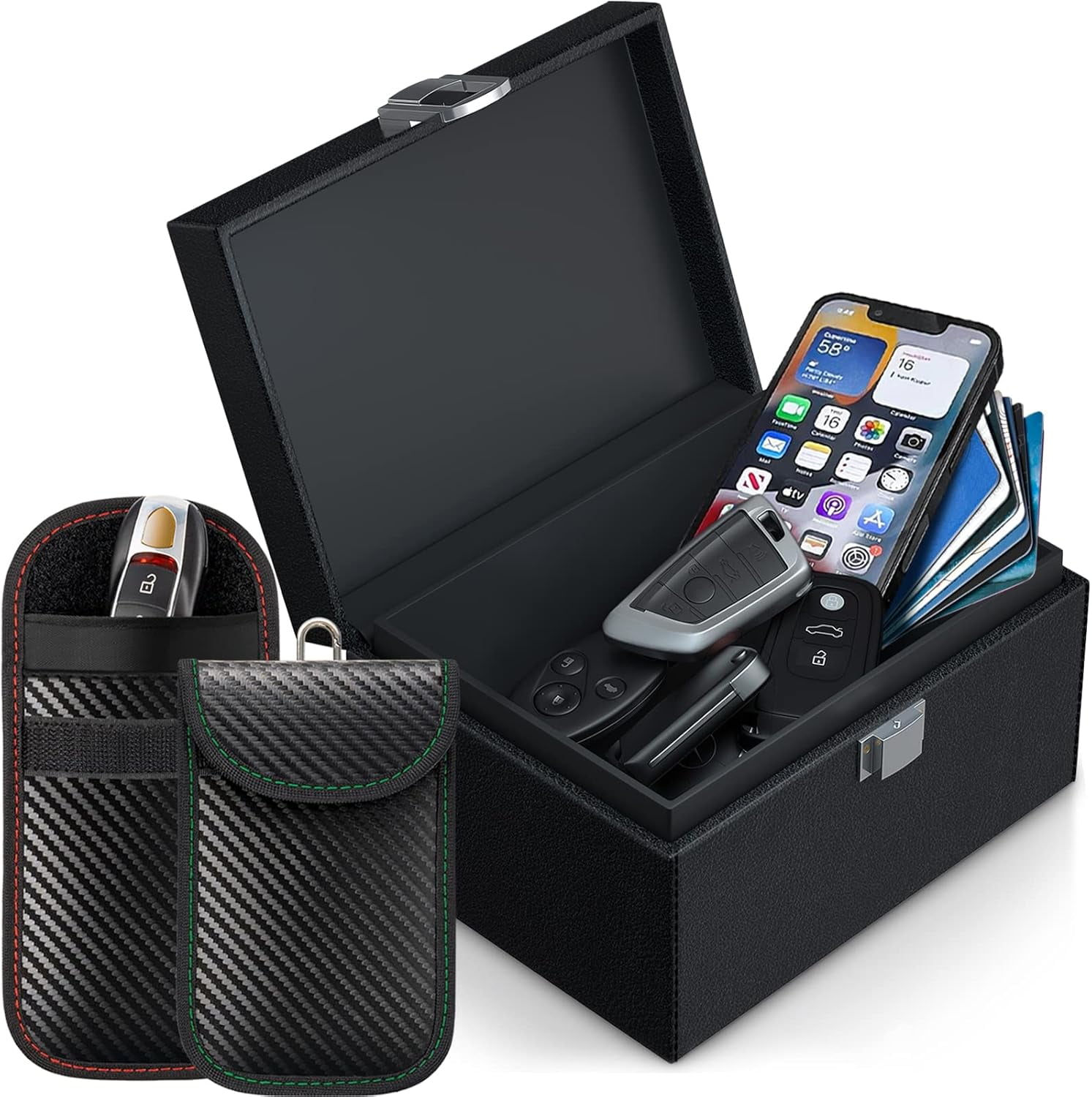 Faraday Box for Car Keys (Extra Large Size 19 x 12 x 9 cm) with 2 Pack ...