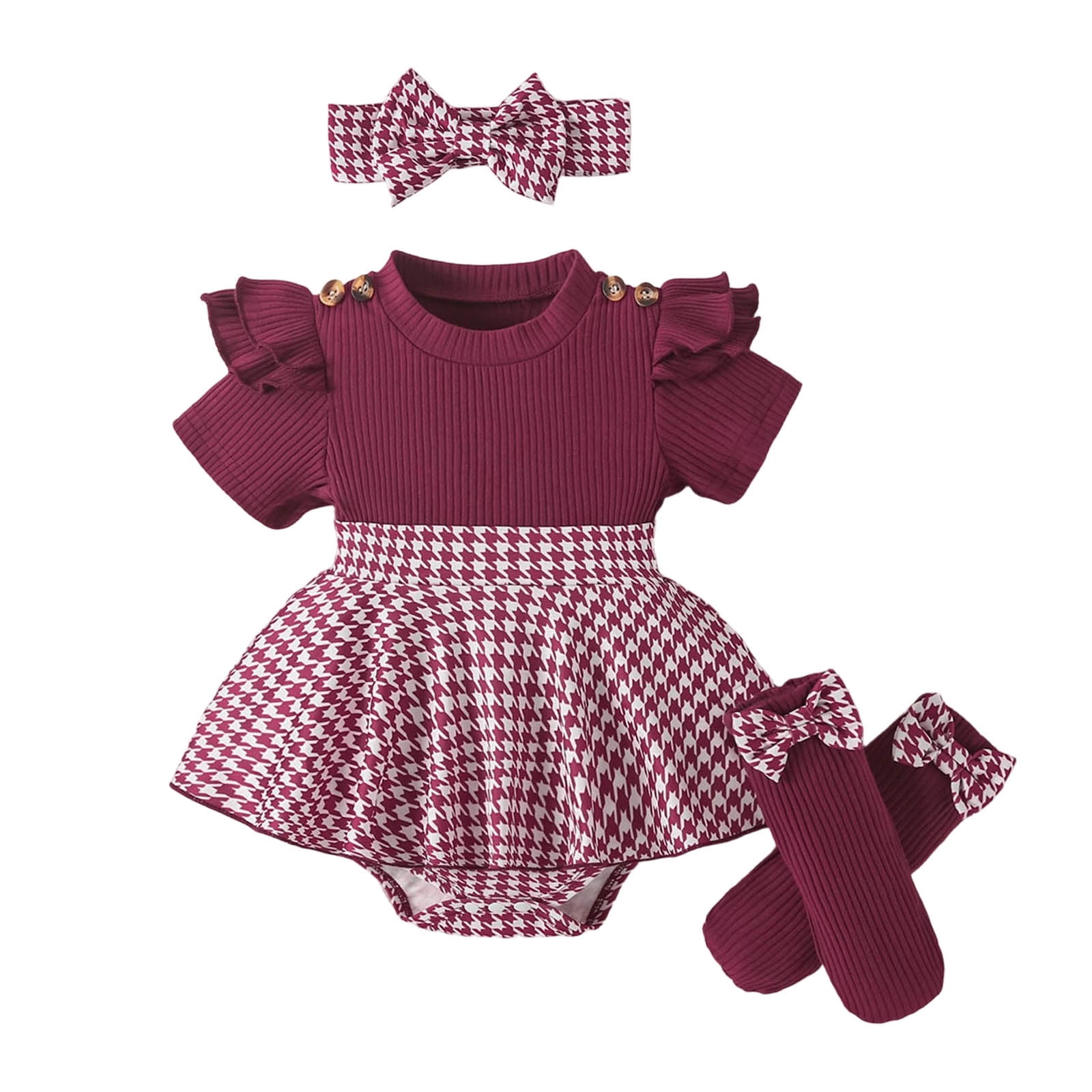 Faraee Newborn Baby Girl Clothes Smocked Bubble Romper Dress Socks ...