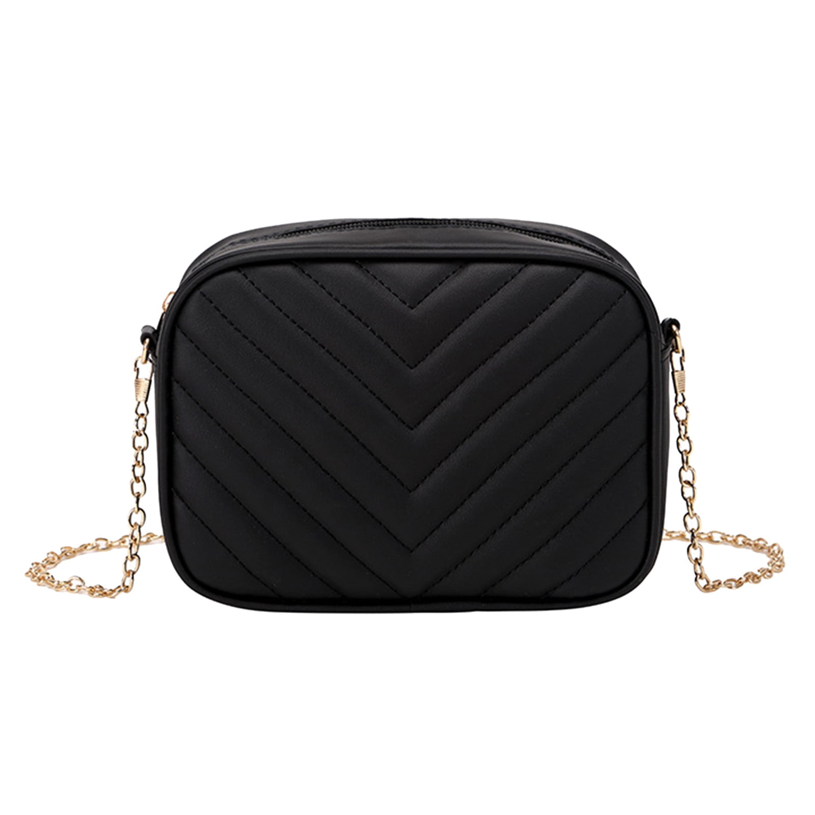 Faraee Small Quilted Crossbody, Black Leather Shoulder Bag, Travel ...