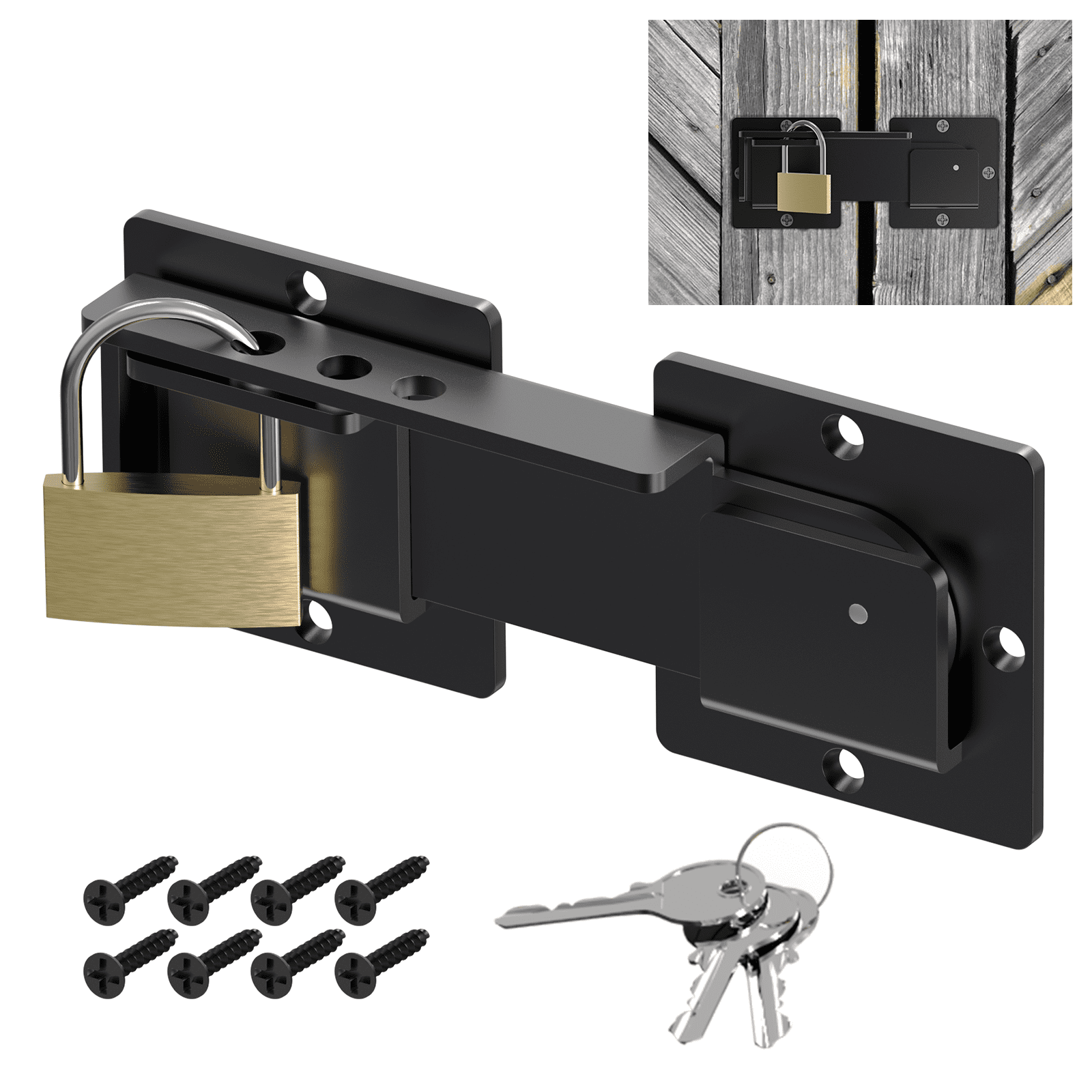 Farafox 7.5" Flip Gate Latch Lock with Padlock Hole with Lock, 4mm ...