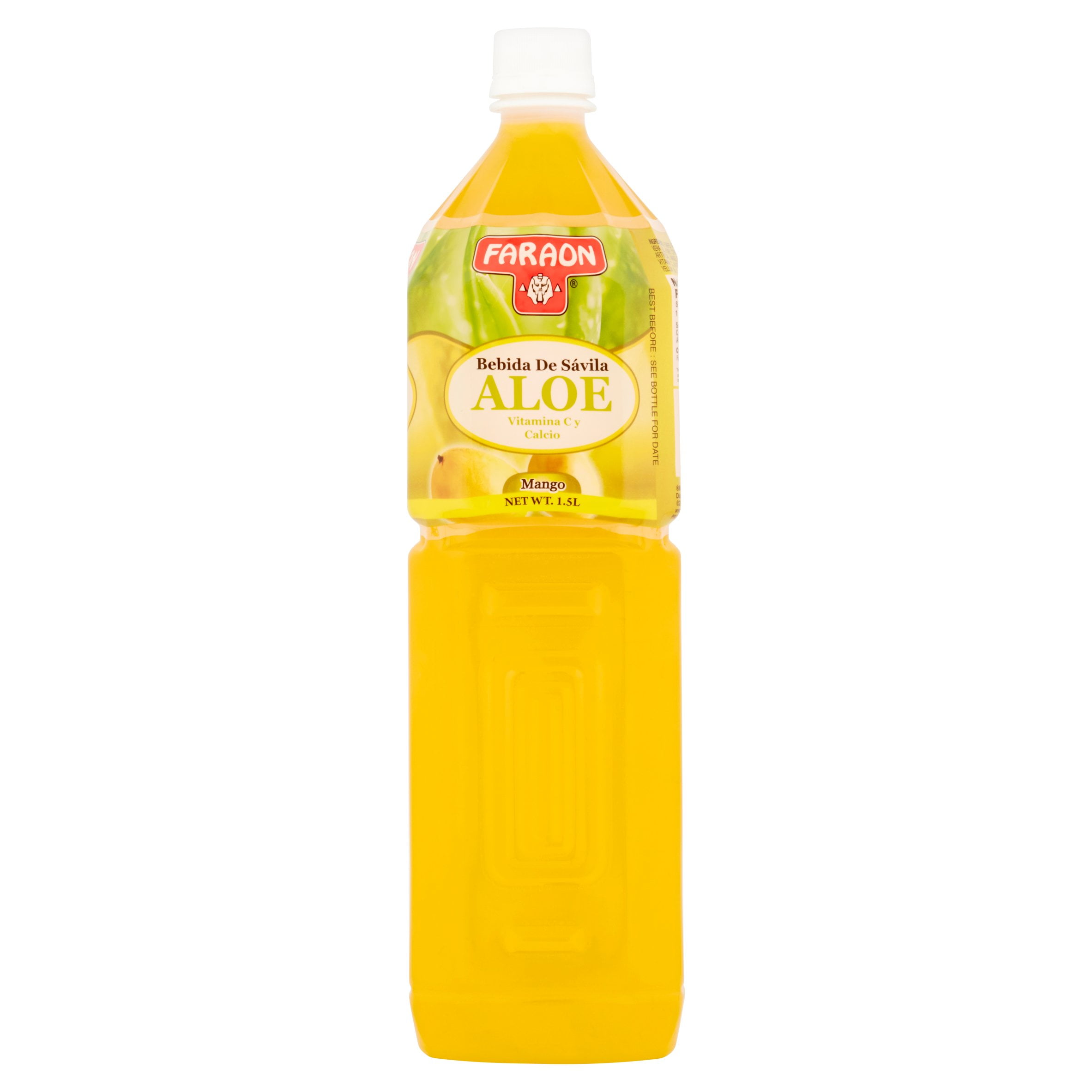 Faraon Aloe Vera Mango Flavored Drink comes in a 1.5 liter (50.7 oz ...