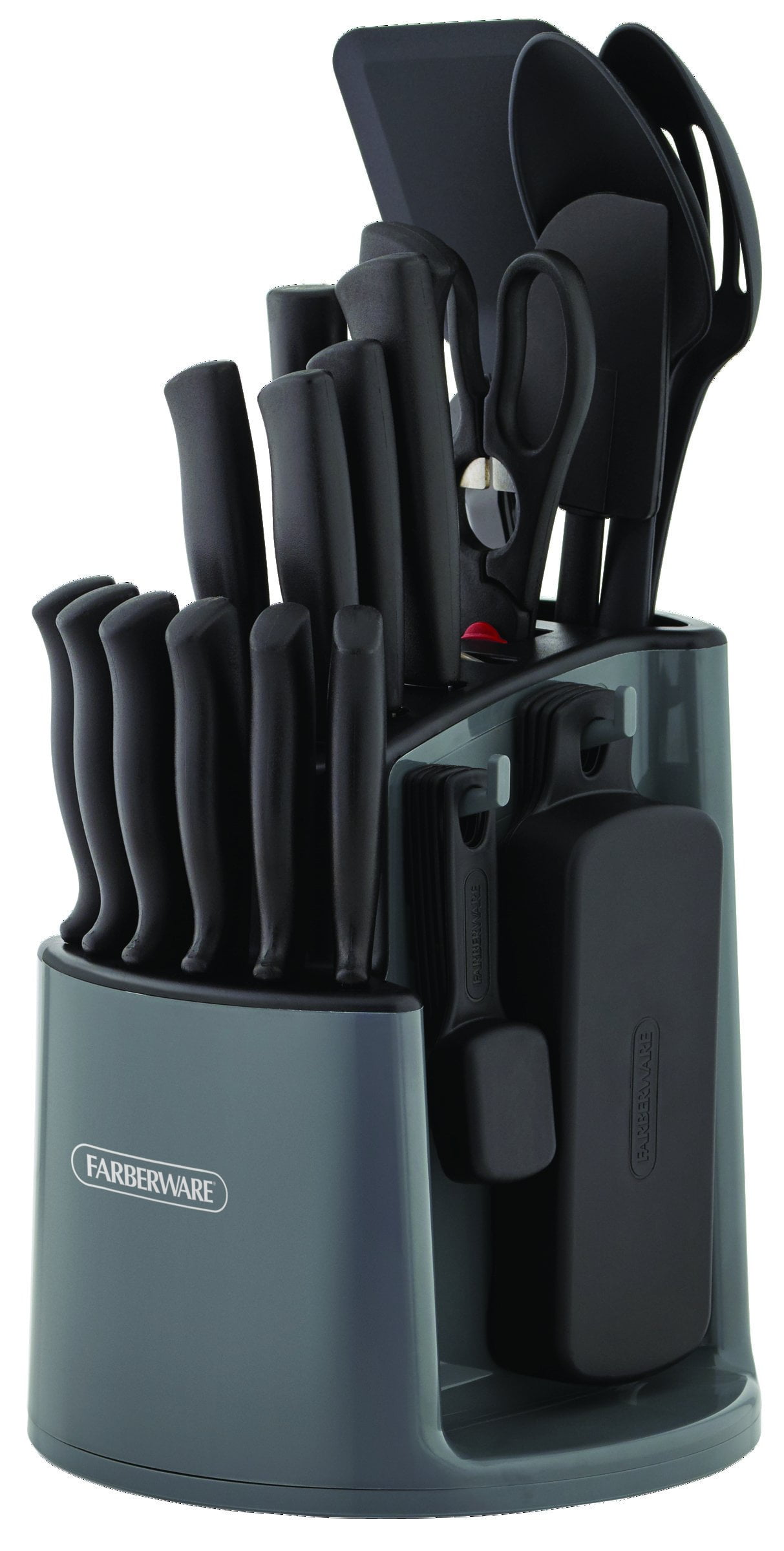 Farberware 30-Piece Spin-and-Store Knife and Kitchen Tool Set with ...