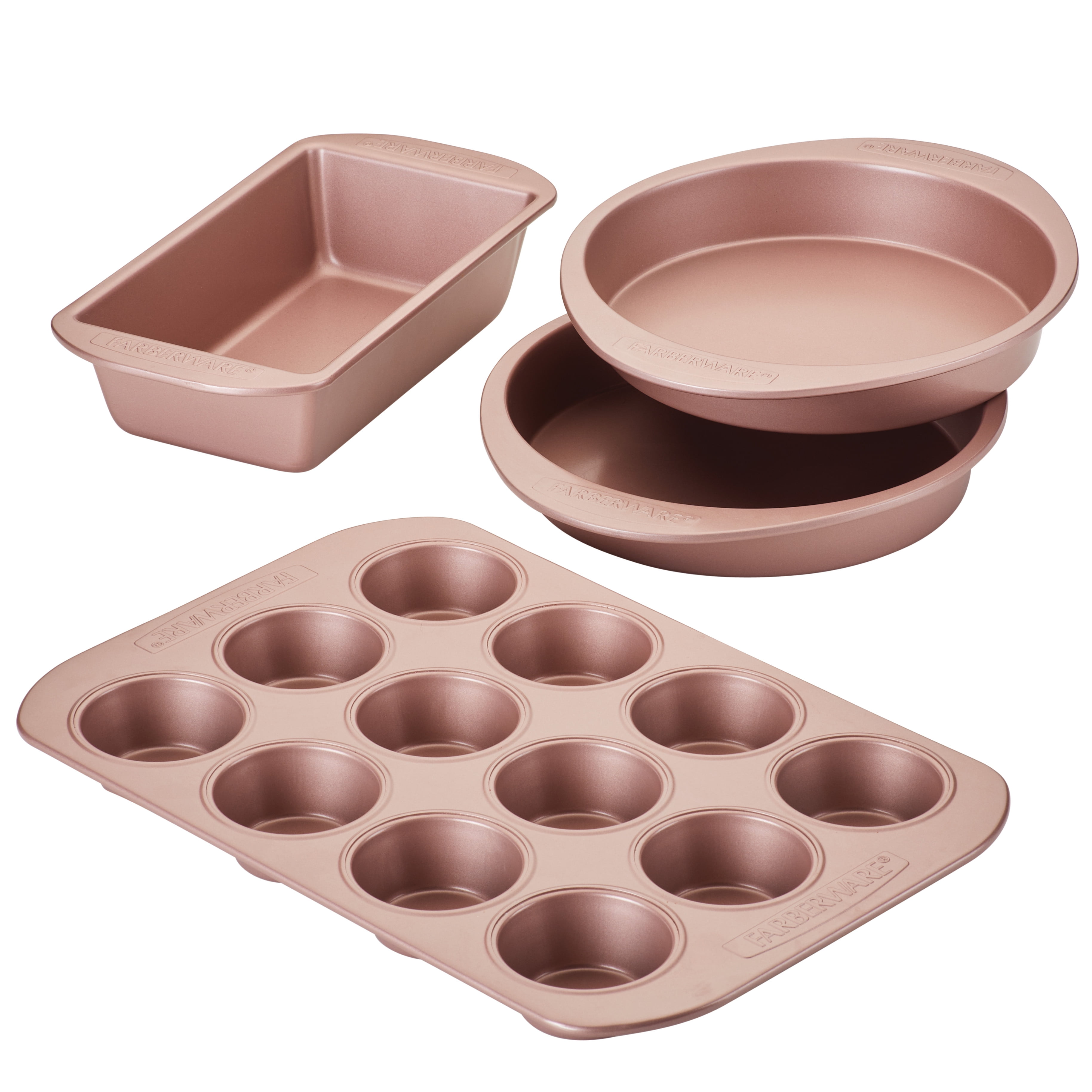 Farberware 4 Piece Nonstick Bakeware Set - Rose Gold - Walmart.com