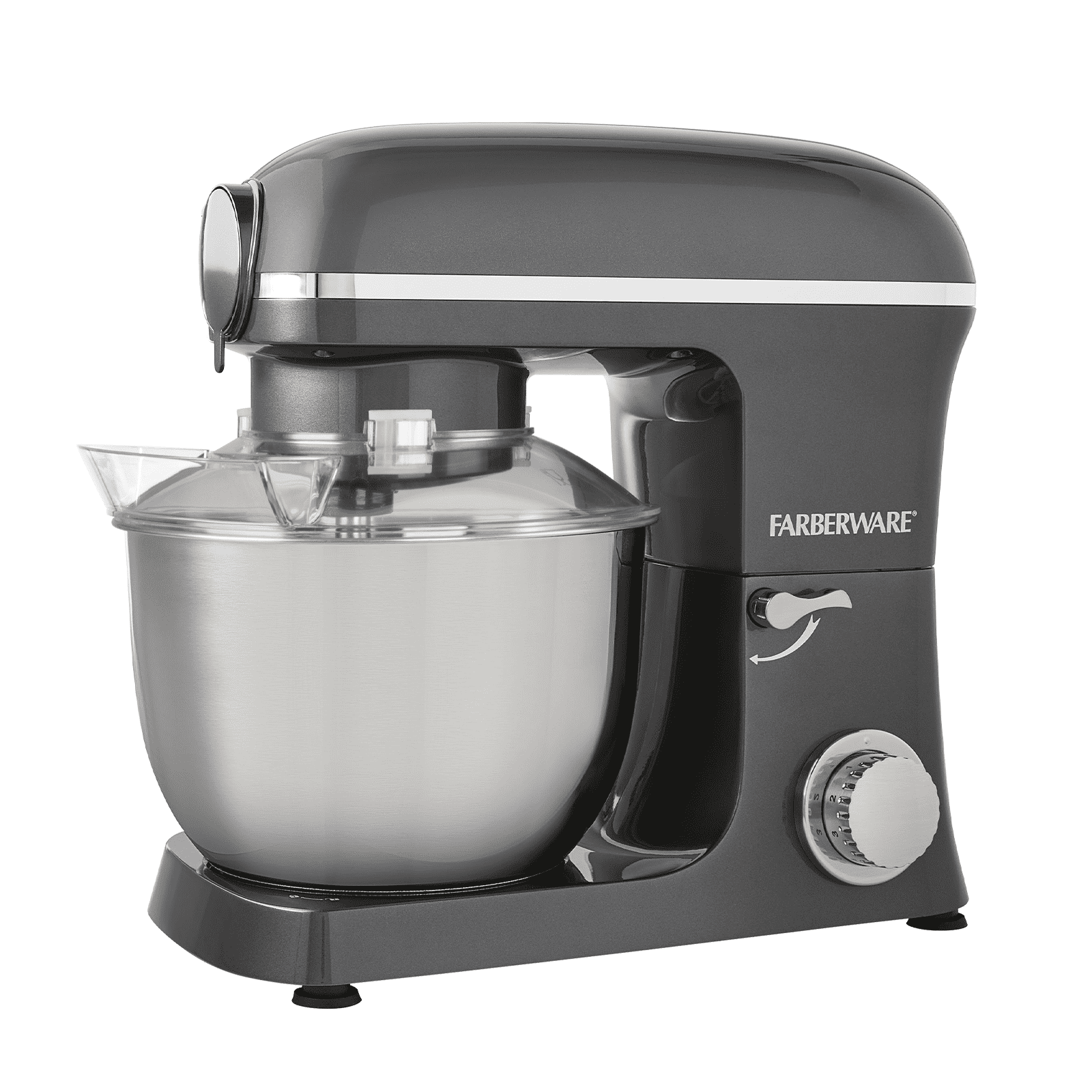 Farberware 5 qt Stand Mixer, Gray with Dough Hook, Paddle, Whisk ...