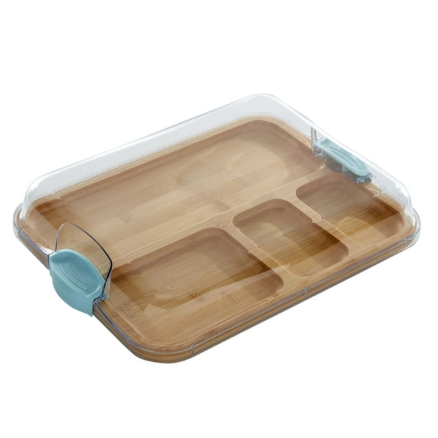 Farberware Build-A-Board Bamboo Board, 4 Compartments with Locking Lid ...