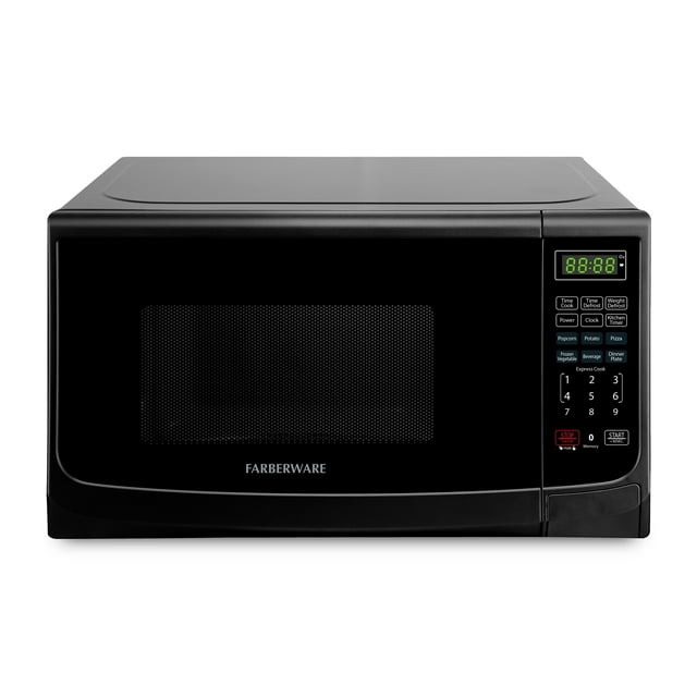 Farberware 0.9 Cu Ft Black Countertop Microwave Oven with LED Lighting ...
