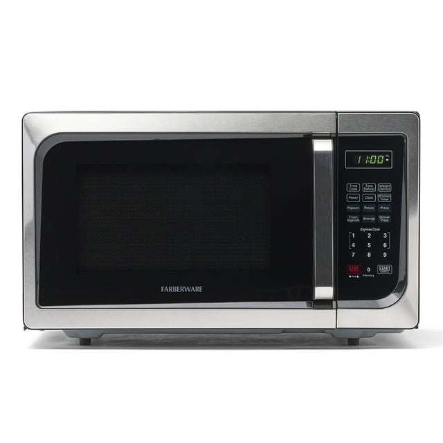 Farberware 0.9 Cu Ft Stainless Steel Countertop Microwave Oven with LED ...