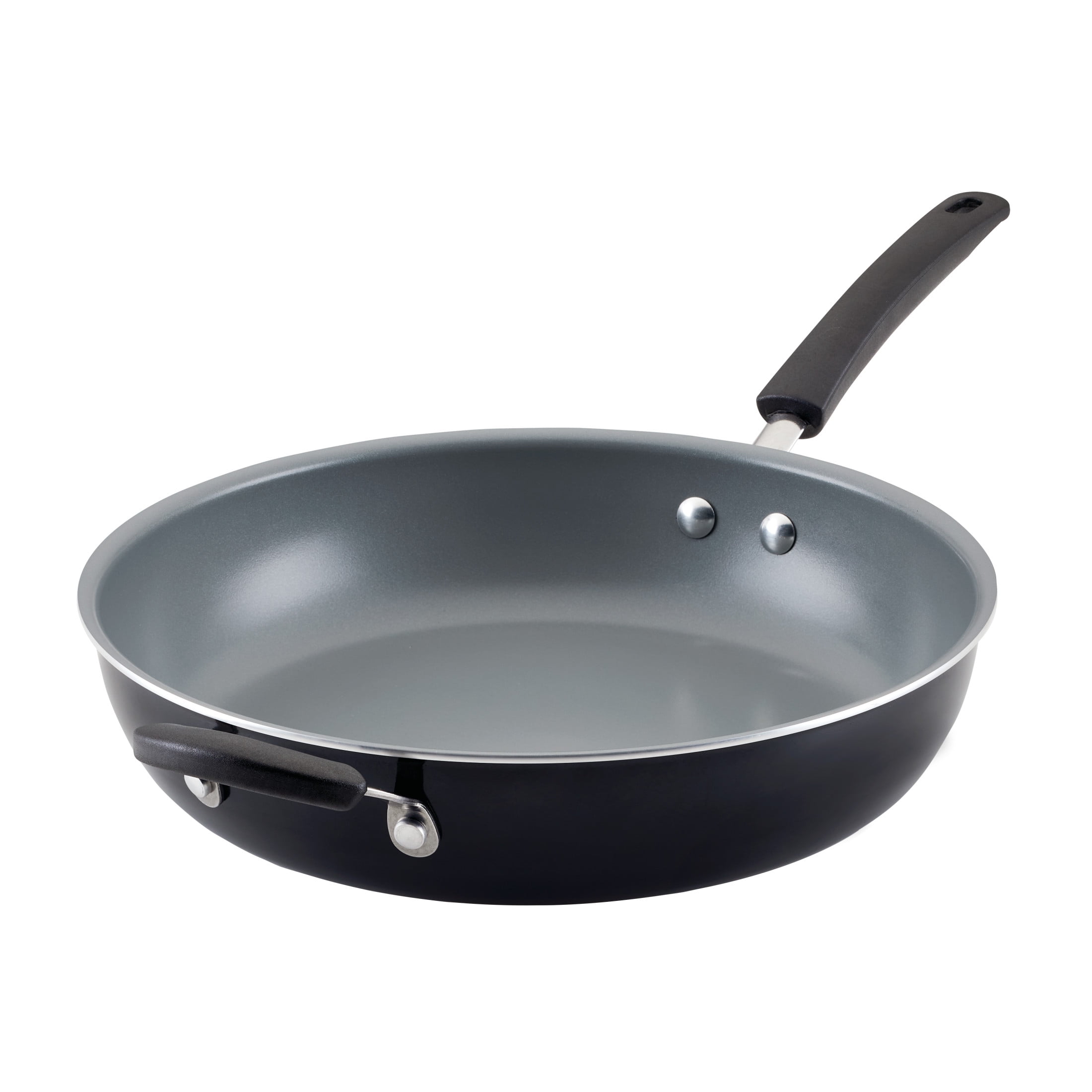 Farberware Nonstick Frying Pan with Helper Handle 12.5 Inch Ceramic Skillet Black - Walmart.com