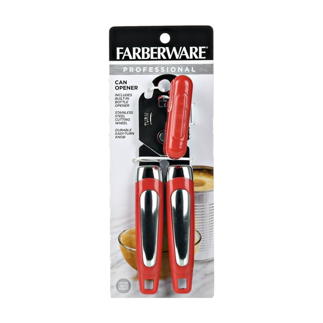 Farberware Professional Can Opener with Built-in Bottle Opener in Red ...
